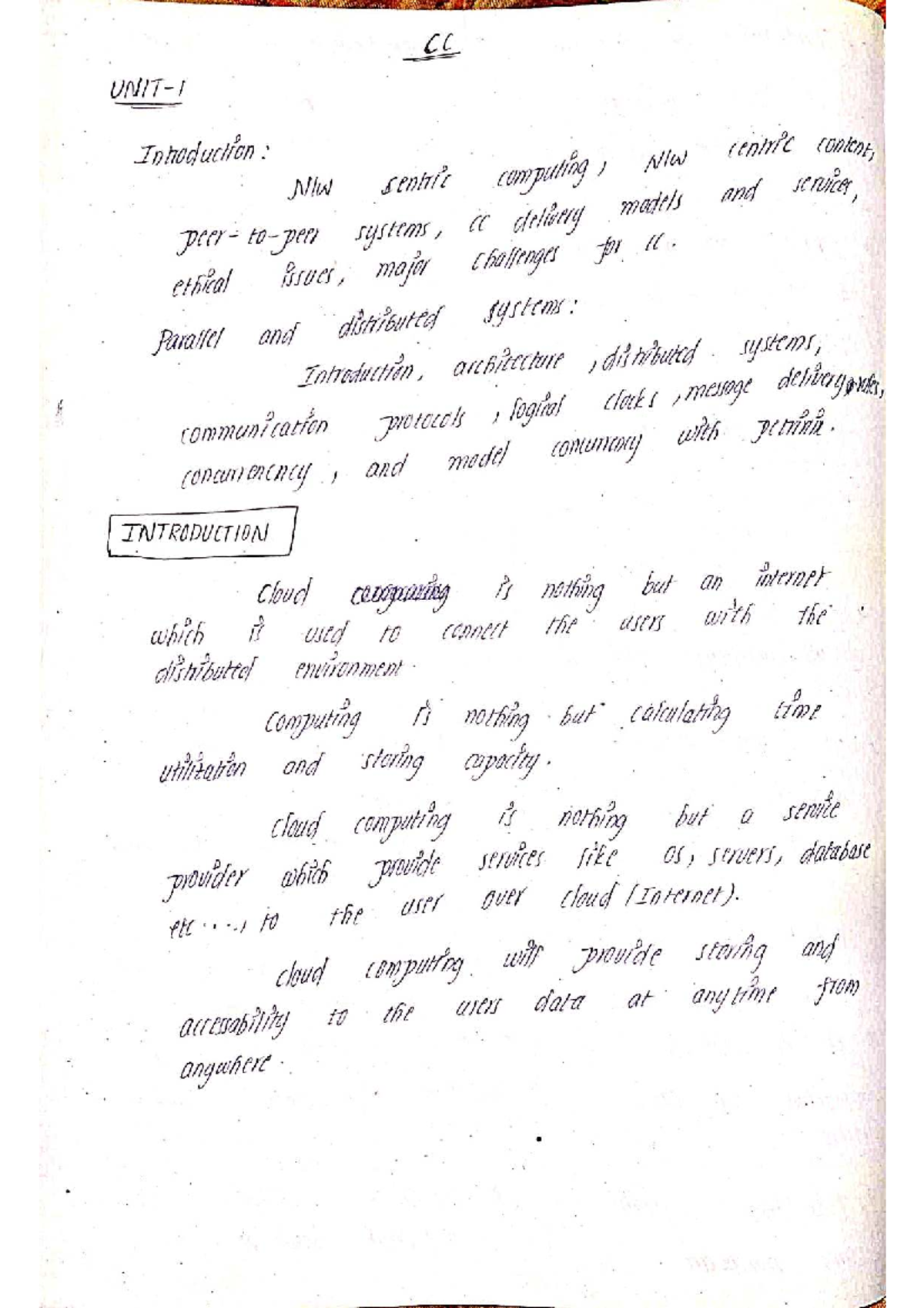 Cloud Computing UNIT-1: Centric Models, Ethical Issues, and Challenges - Studocu