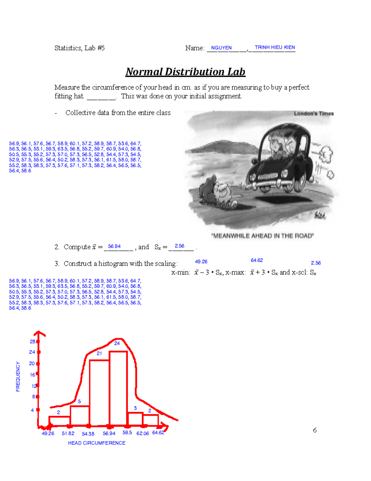 Statistics Lab 5: Normal Distribution & Head Circumference Measurements ...