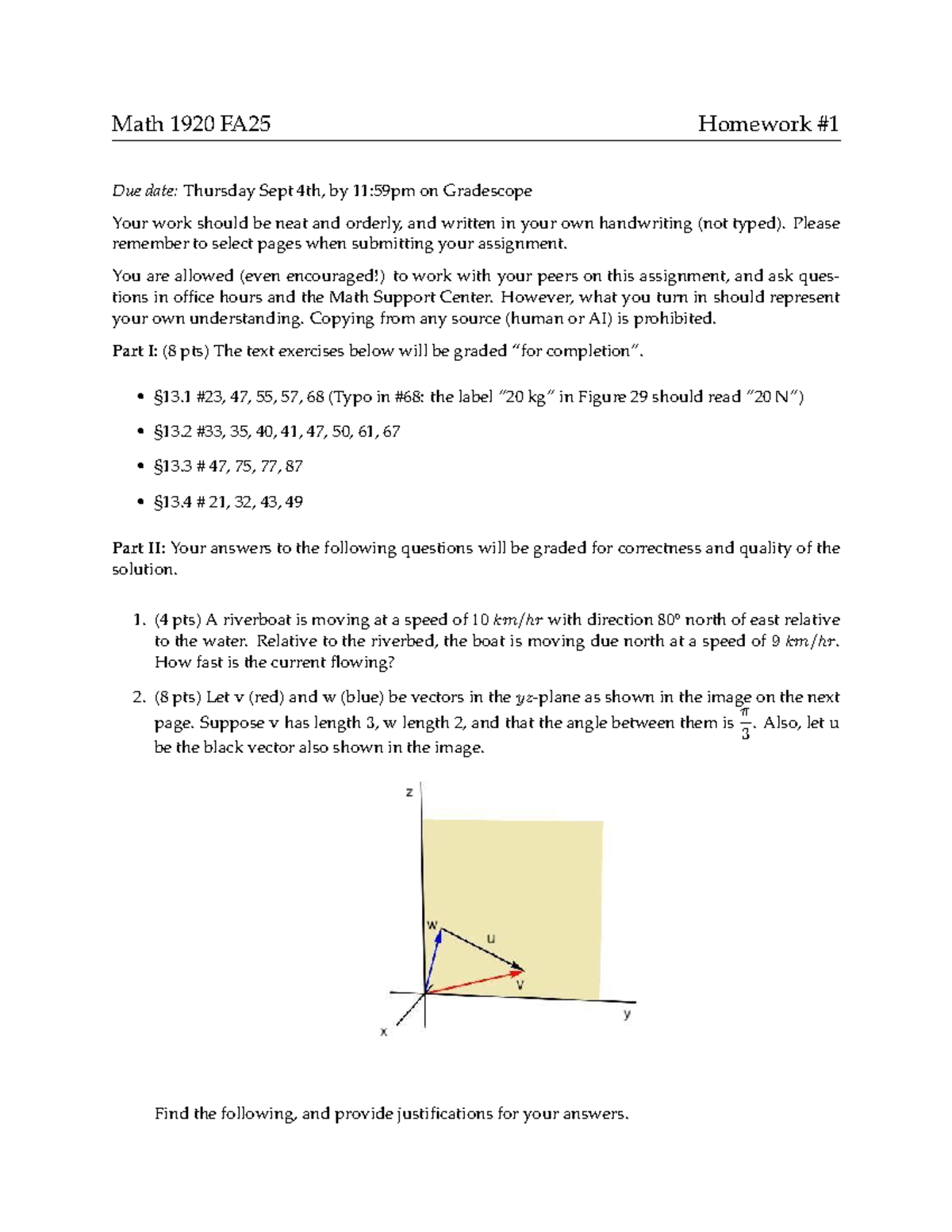 Math 1920 FA25 Homework Assignment Due Sept 4th, 11:59 PM - Studocu