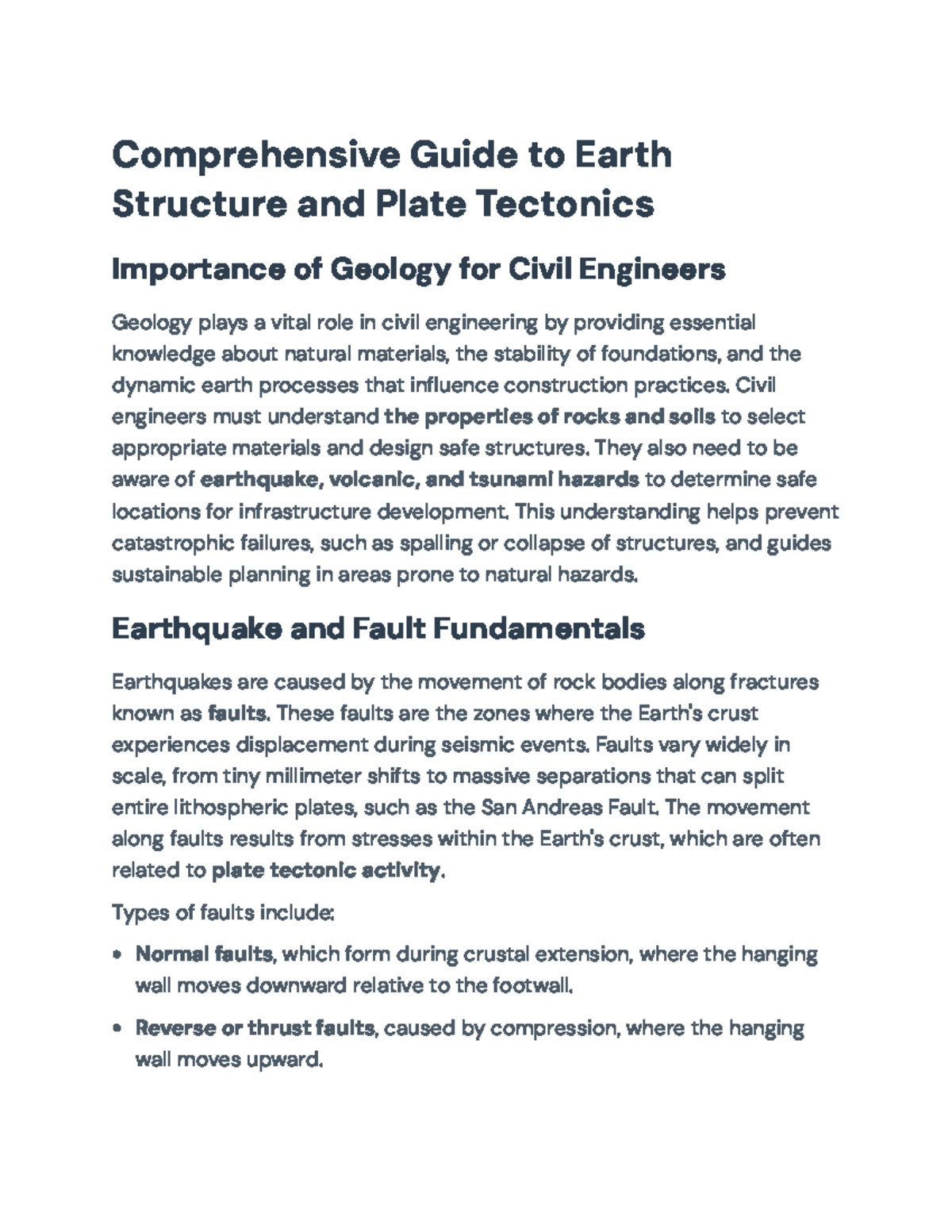 Comprehensive Guide to Earth Structure & Plate Tectonics for CE 101 ...