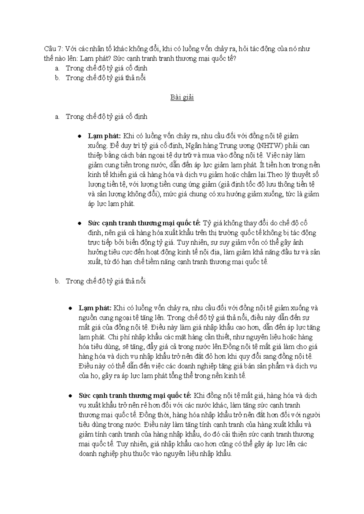 Tác động của luồng vốn chảy ra đến lạm phát và sức cạnh tranh (KT101 ...