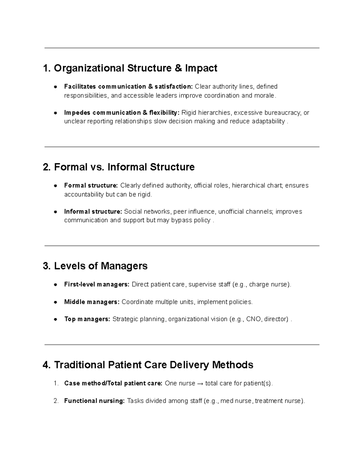 Organizational Structure and Leadership in Patient Care Delivery W2 ...