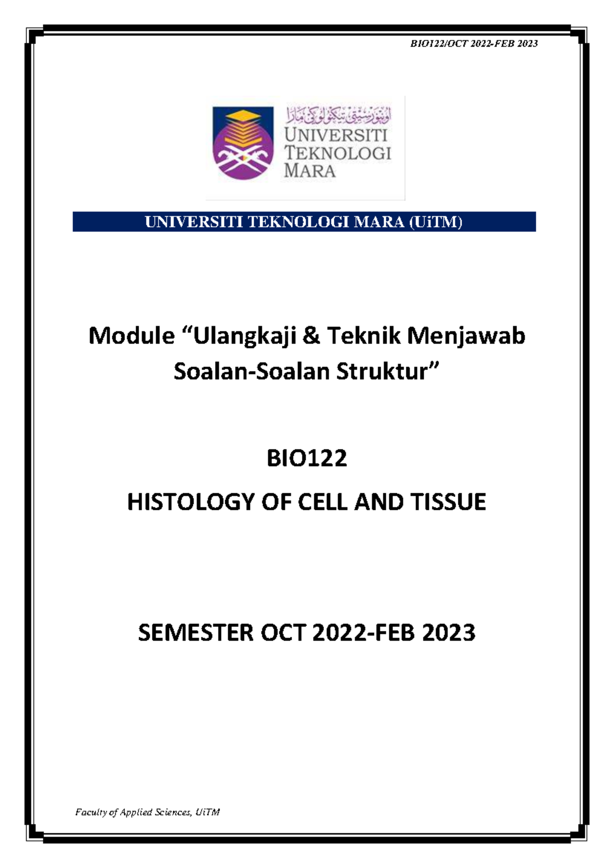 BIO122 Revision: Concept Maps for Histology of Cell & Tissue - Studocu