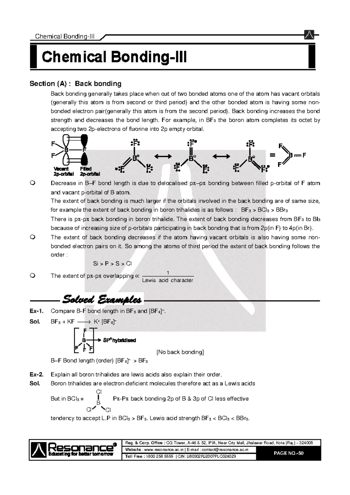(965) Back Bonding in Chemical Compounds: Concepts and Examples - Studocu