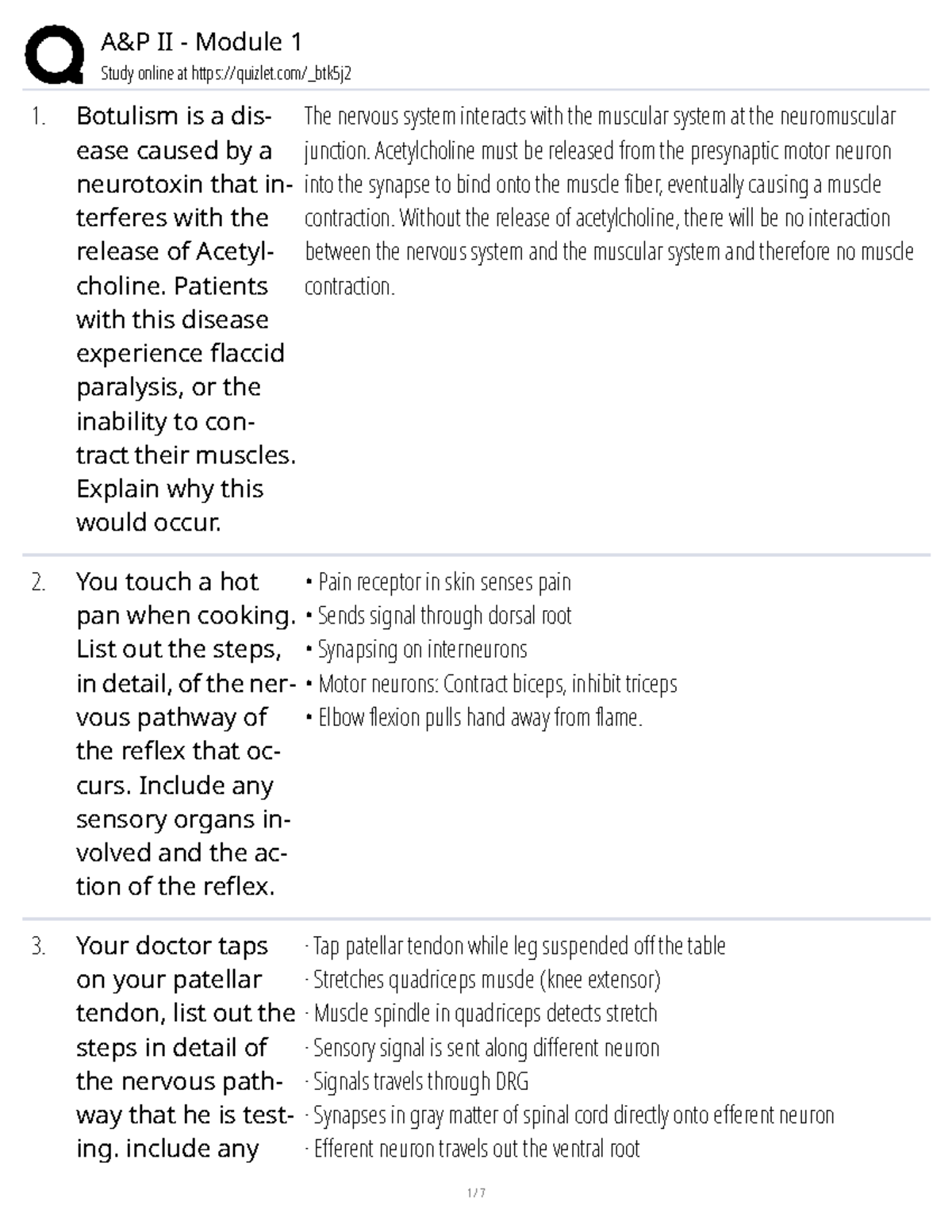 II Module 1 Exam 1 Lecture Notes on Nervous System Functions - Studocu