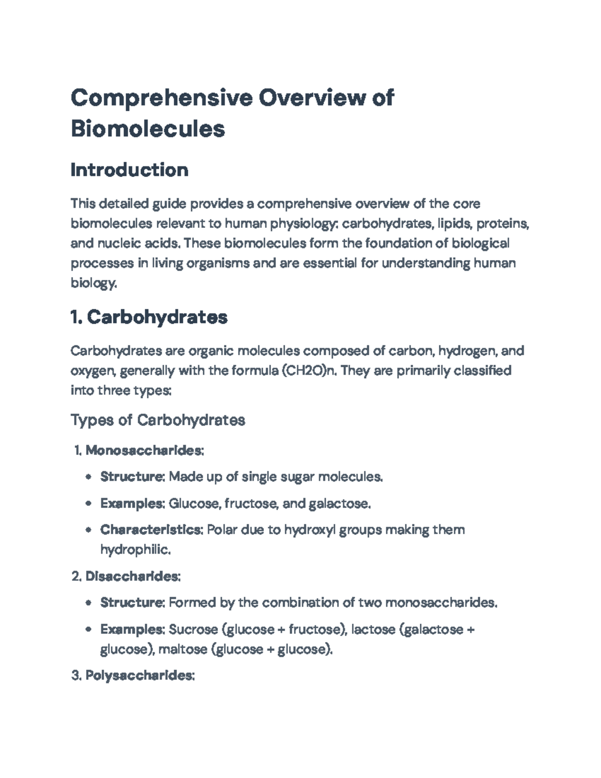 Biomolecules Overview: Types & Functions in Human Physiology (BIO101 ...
