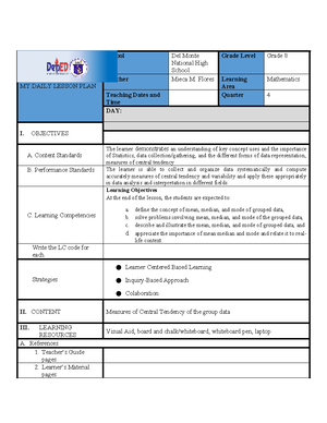 Jupiter 3rd Lesson-Plan - School: DEL MONTE NATIONAL HIGH SCHOOL Grade ...