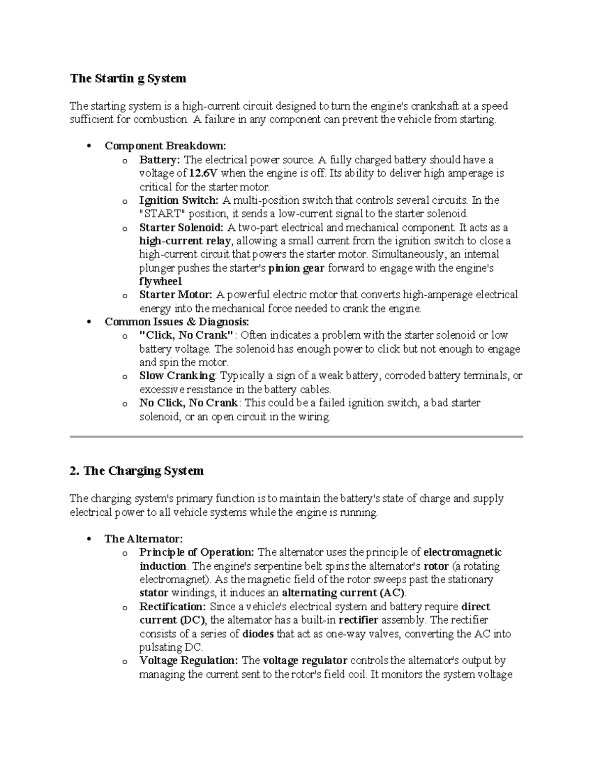 The Starting System and Charging Electronics Overview - Studocu