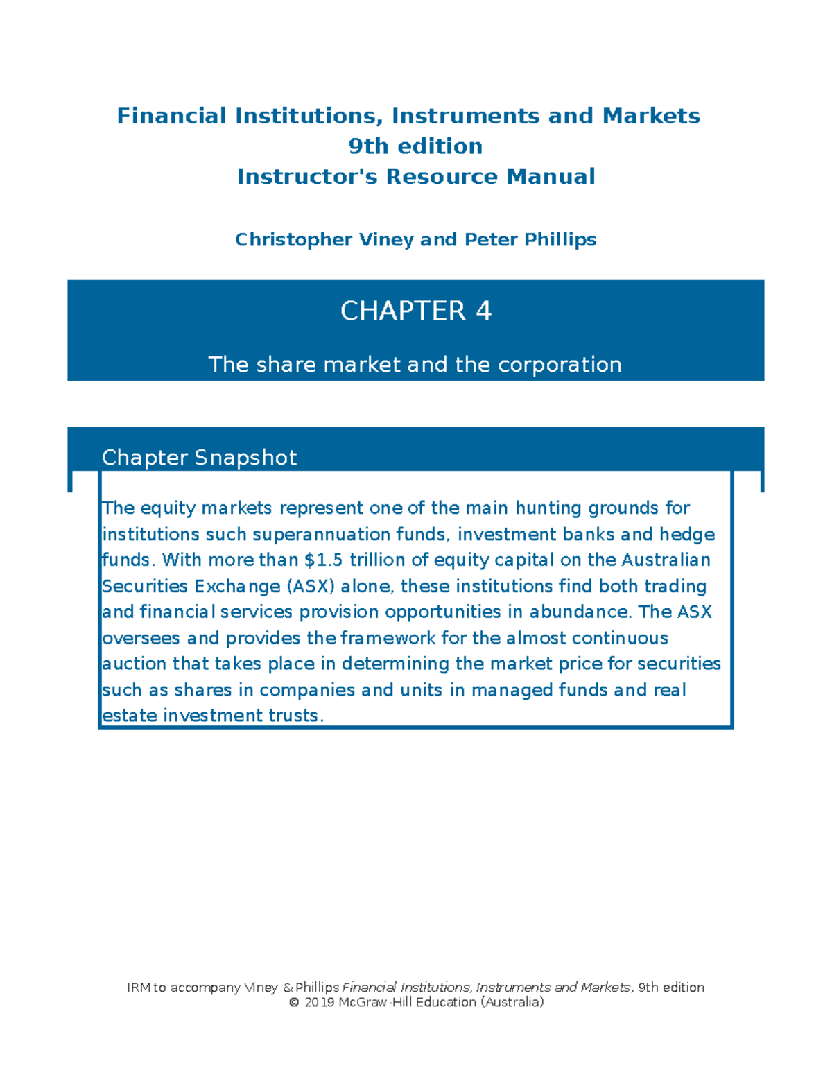 Chapter 4: Understanding the Share Market and Corporations - IRM Notes ...