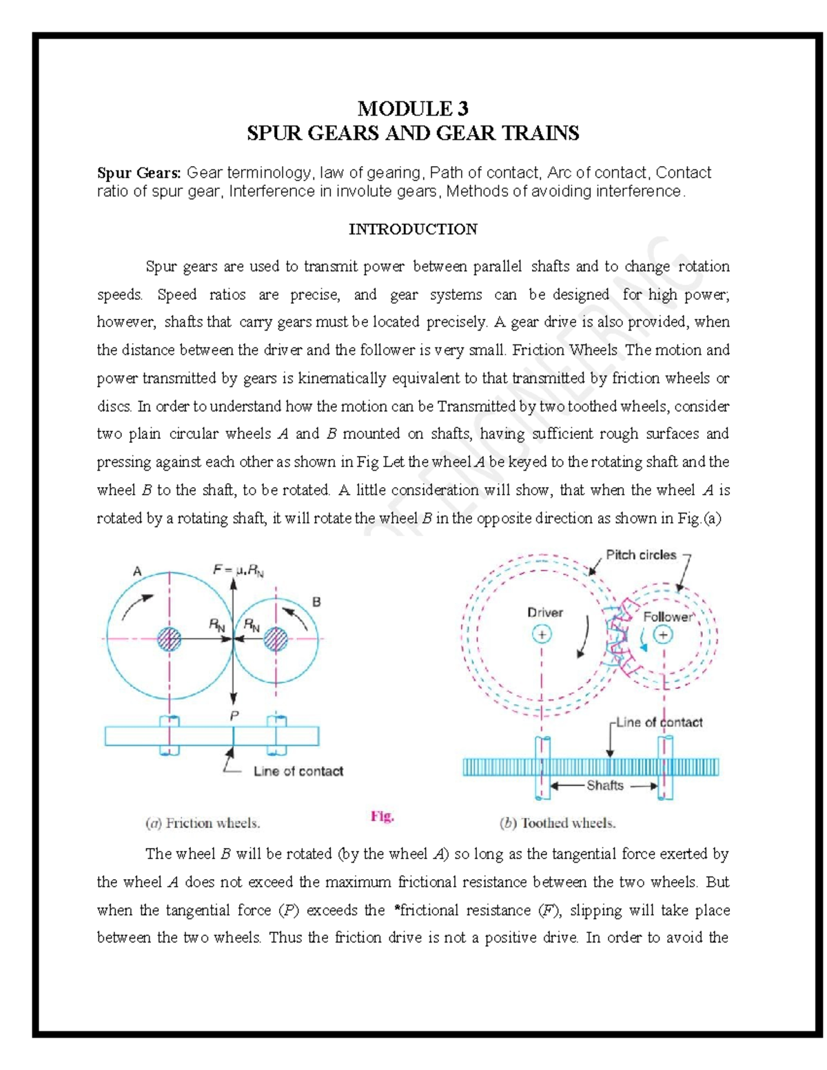MODULE 3: SPUR GEARS & GEAR TRAINS - Concepts & Applications - Studocu