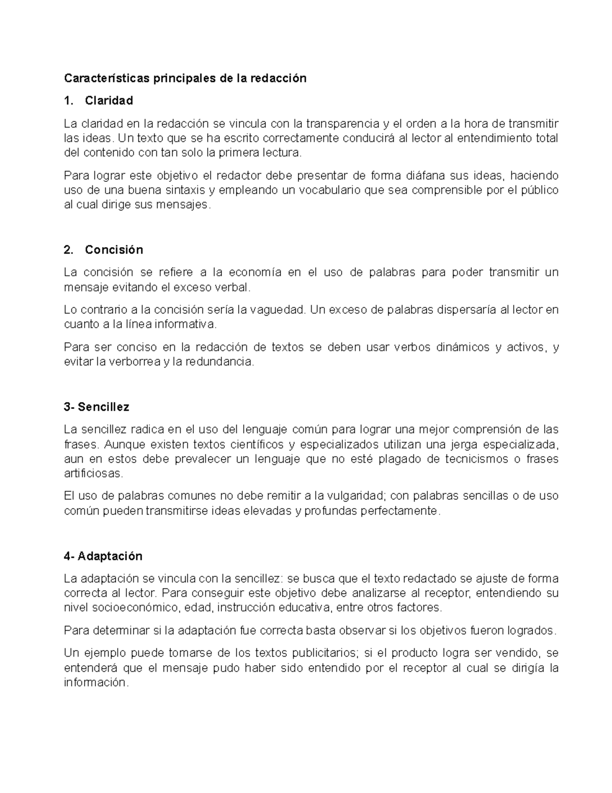 Características Clave de la Redacción Efectiva - Estudio 101 - Studocu