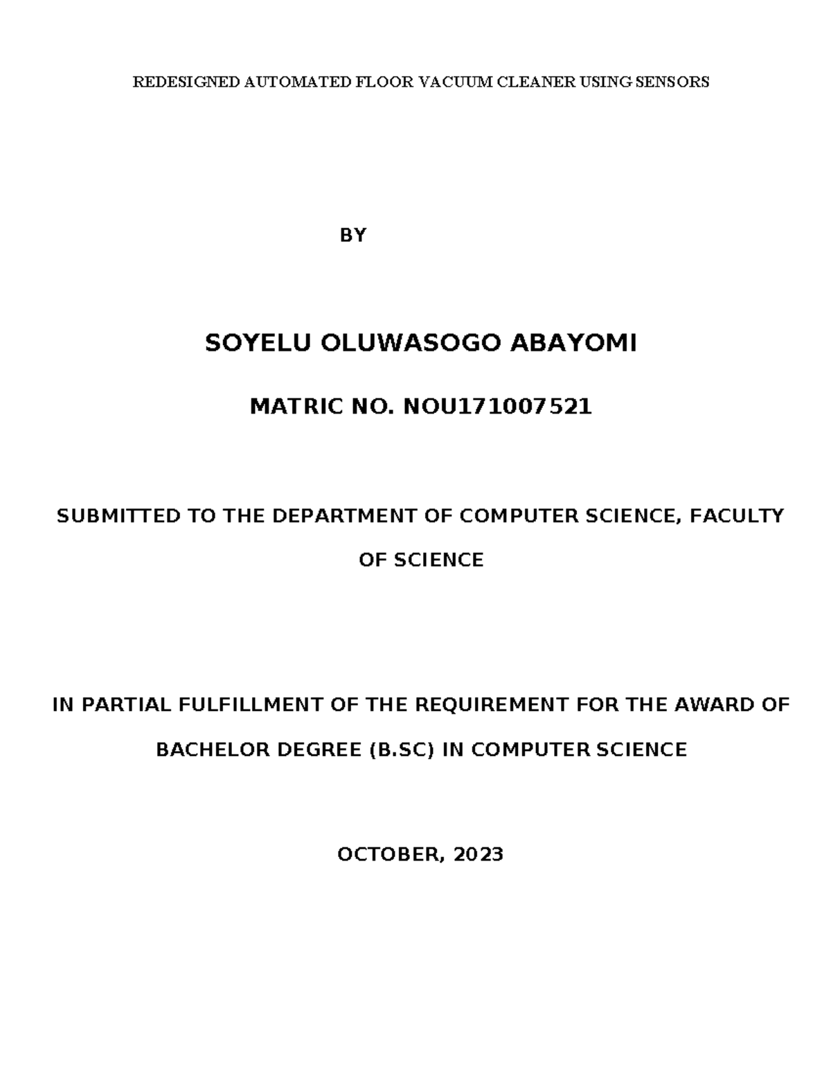 Abstract - srrrrrrrrrrrrrr - REDESIGNED AUTOMATED FLOOR VACUUM CLEANER ...