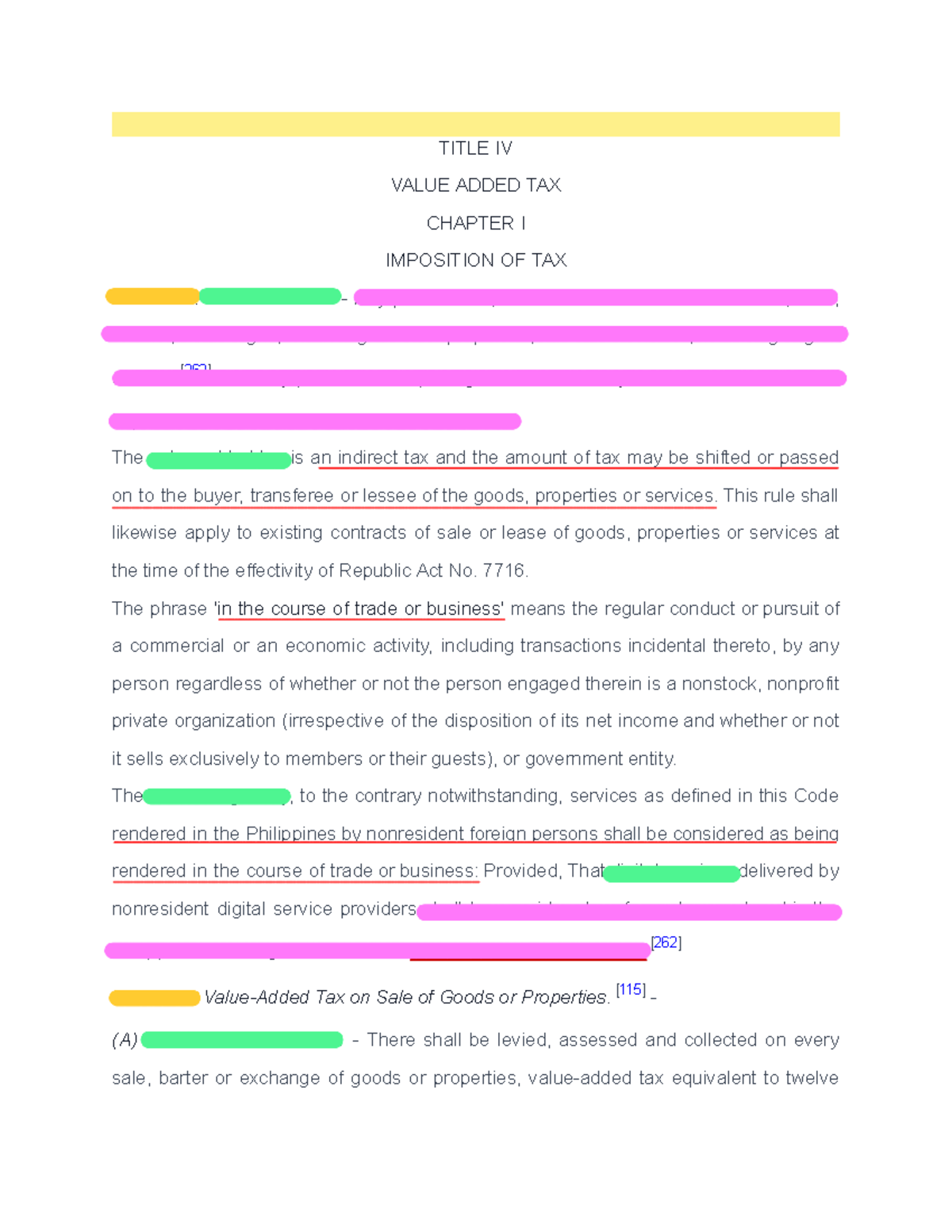 VAT CODE Sections - Complete Tax Code on Value Added Tax - Studocu