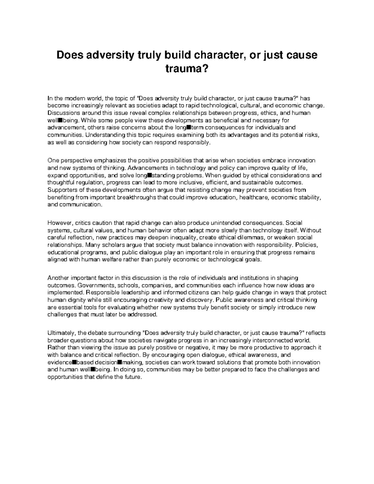 Essay 17: The Complex Relationship Between Adversity and Character ...
