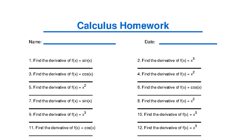 Calculus Homework 4 - Derivatives and Word Problems - Studocu