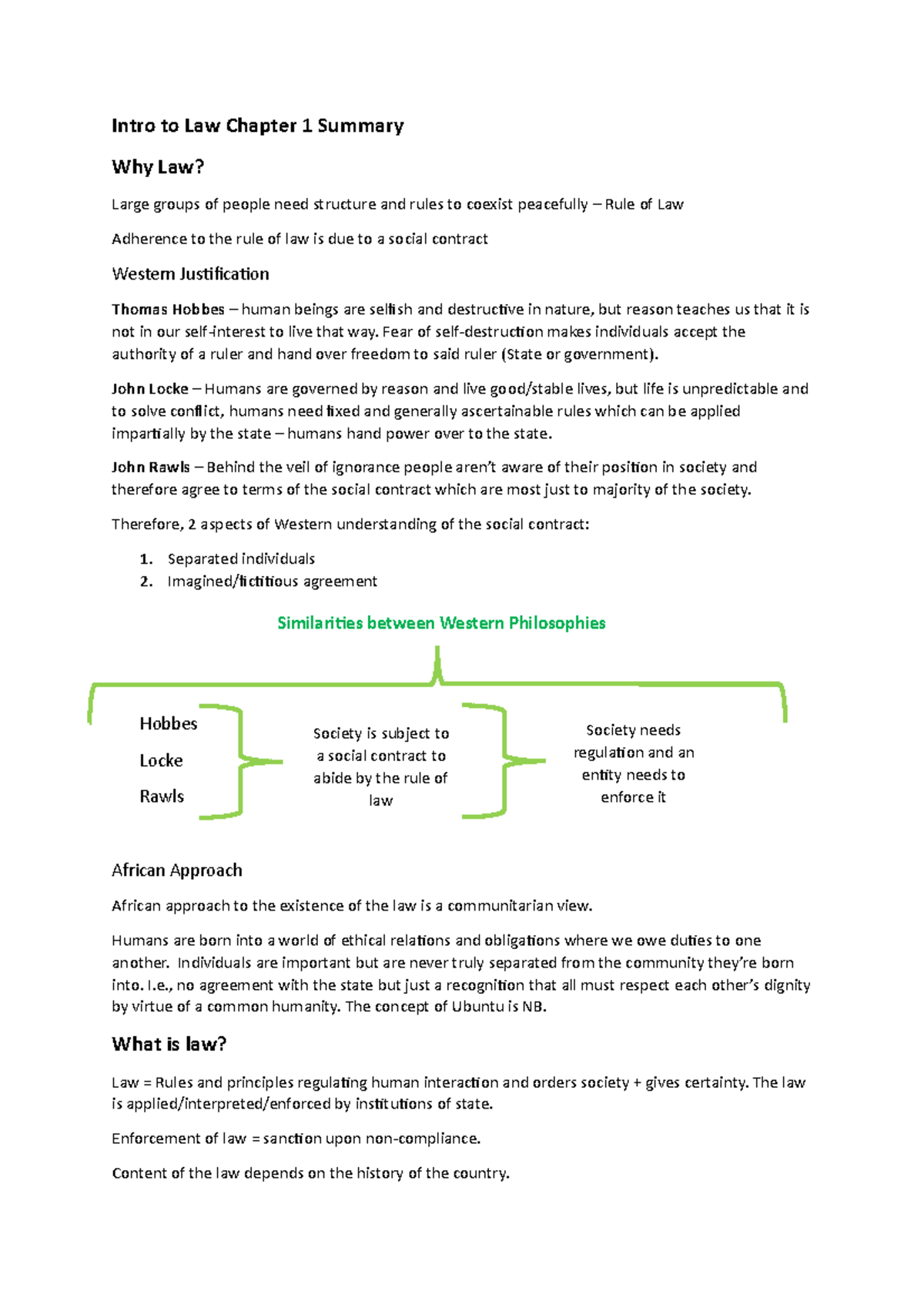 Lecture 1 Summary - Intro to Law Chapter 1 Summary Why Law? Large ...