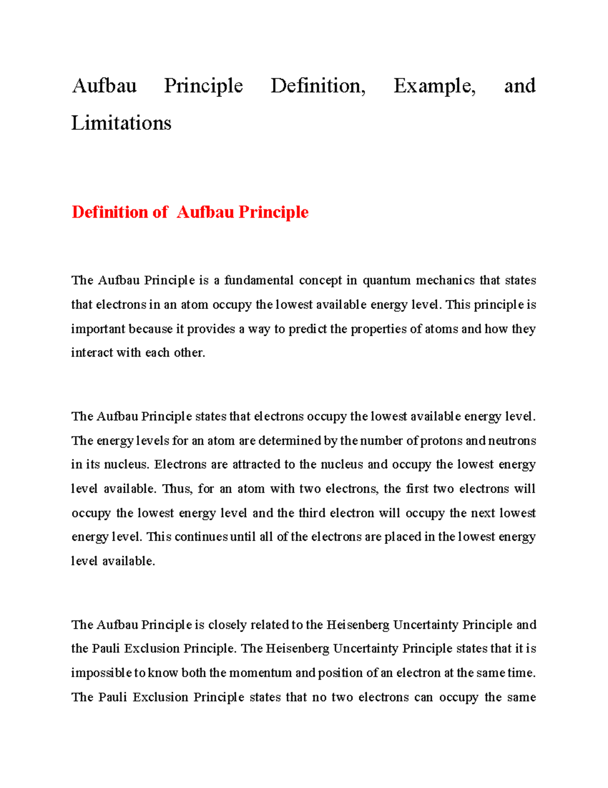 Aufbau Principle Overview: Definition, Examples & Limitations - Studocu