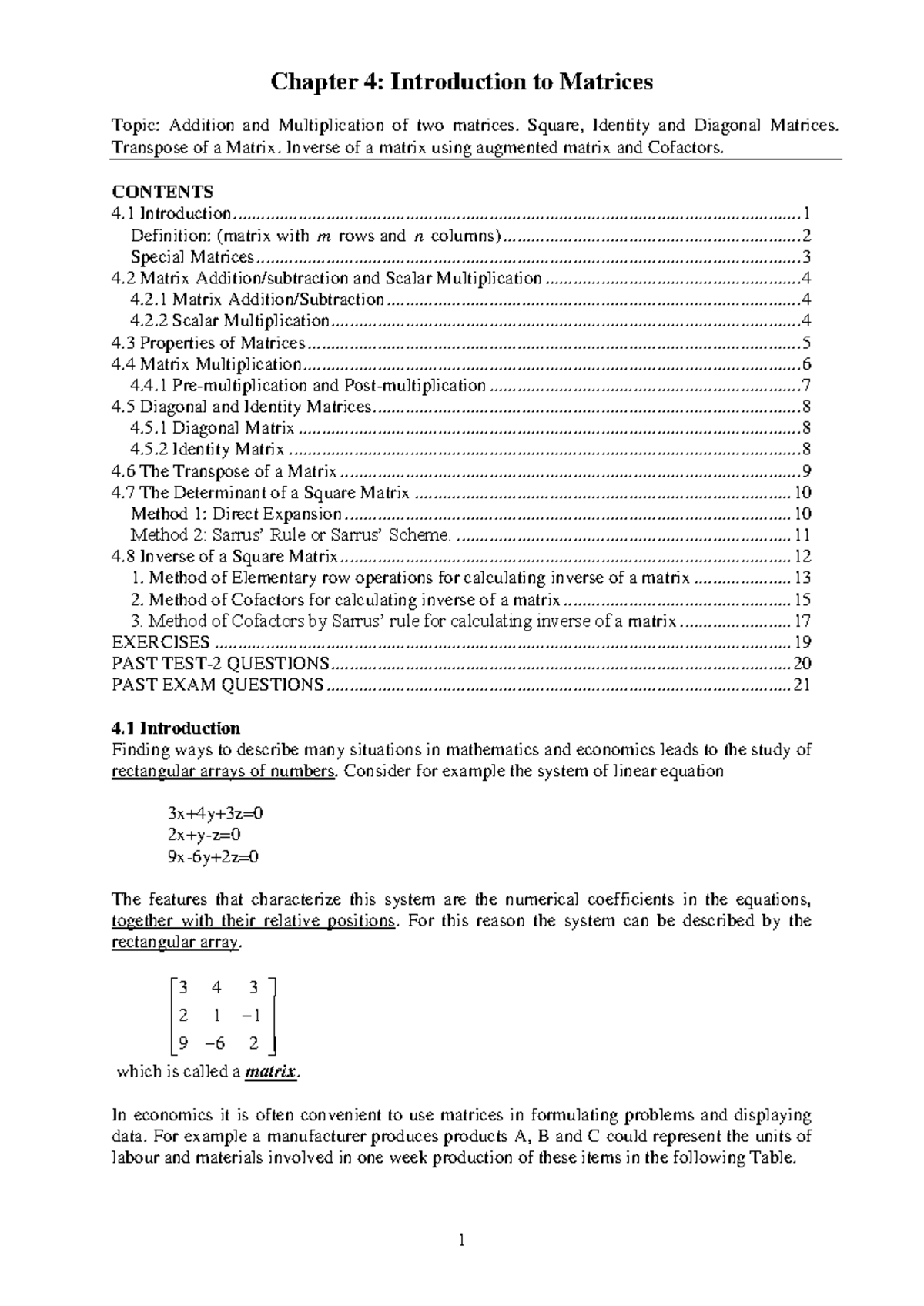 Chapter 4c Matrix Algebra Overview - STA 101 - Studocu