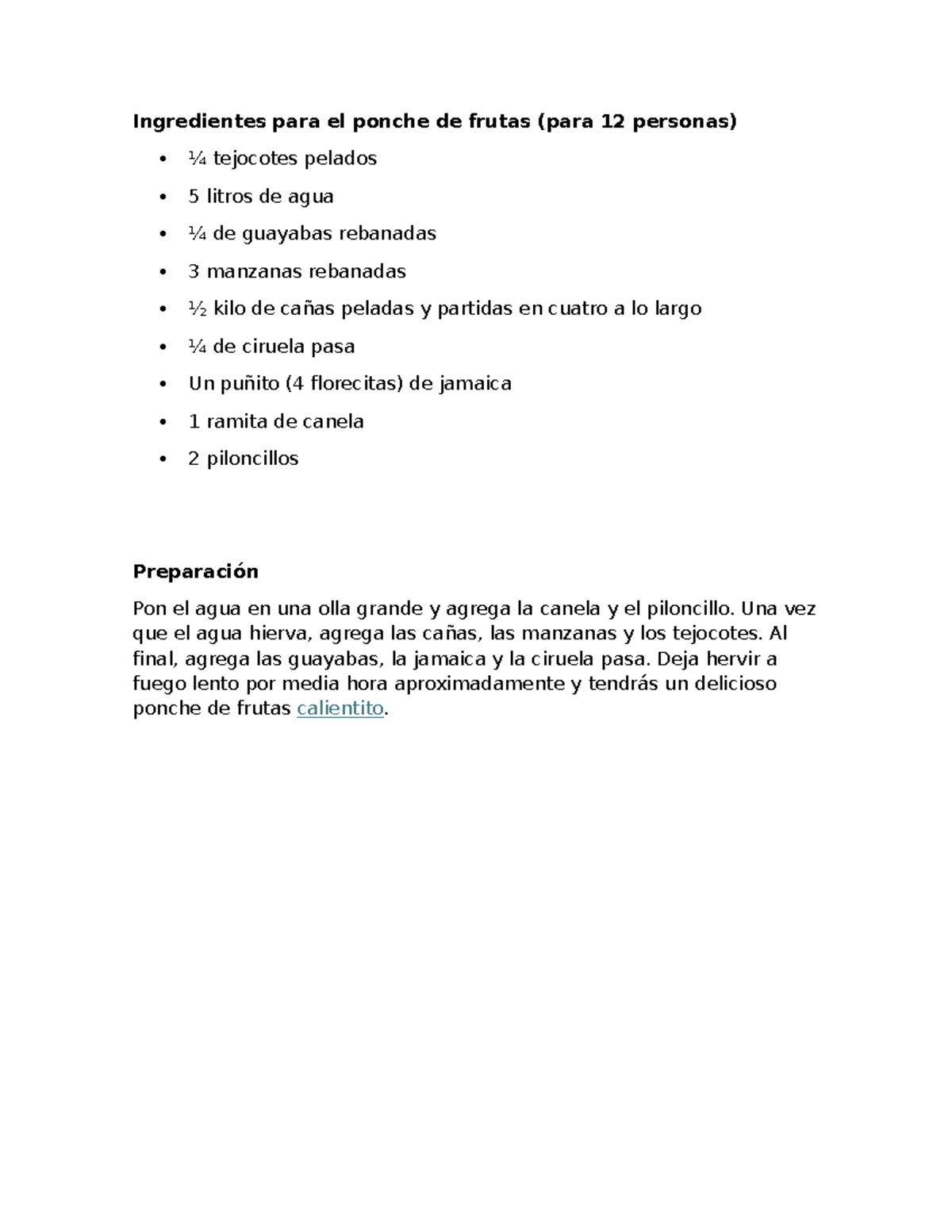 Receta de Ponche de Frutas para 12 Personas - Studocu