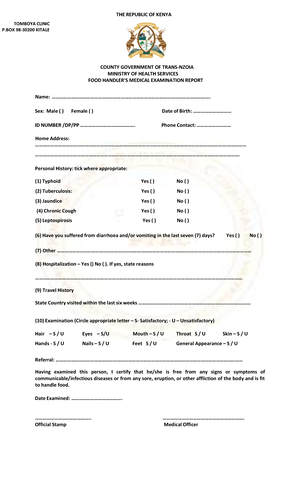 Medical Examination & Diagnosis Forms - Medics Documentation - Studocu