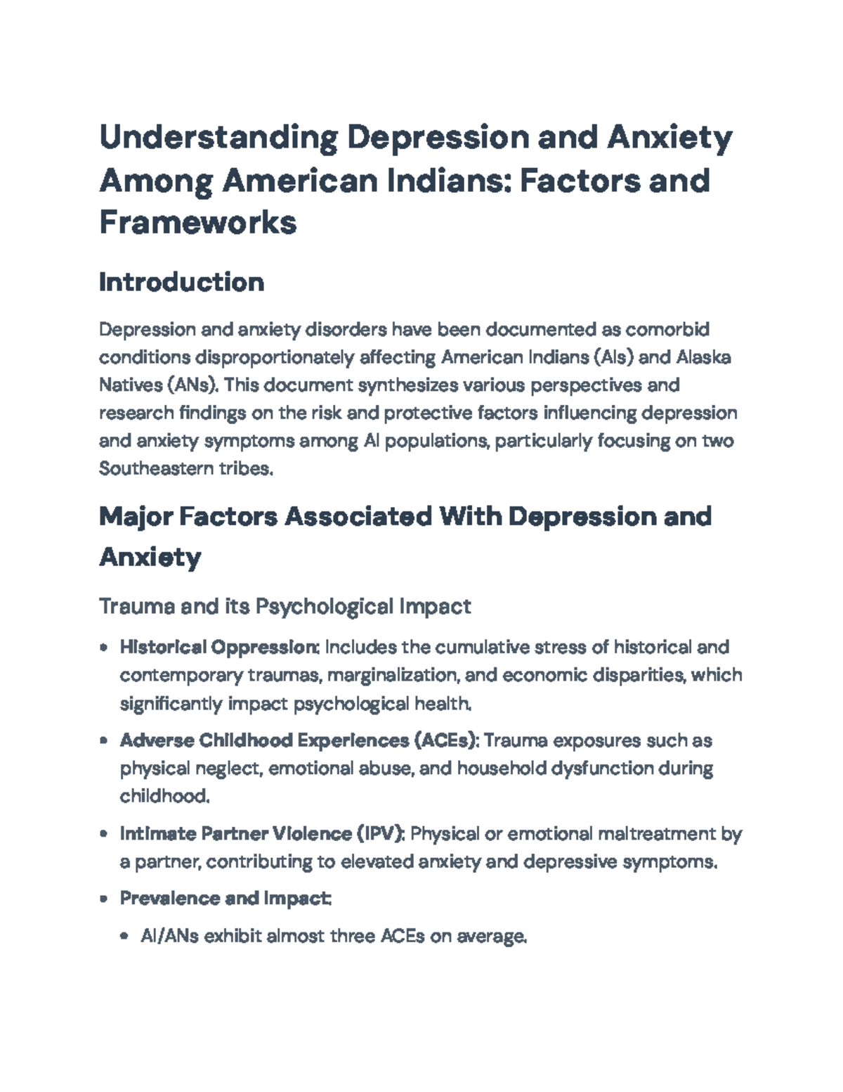 Understanding Depression and Anxiety Disorders Among American Indians ...