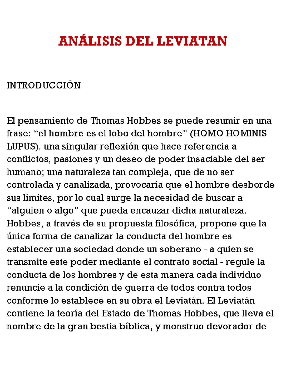 319087803 Análisis del Leviatán de Thomas Hobbes: Perspectivas y Teoría ...