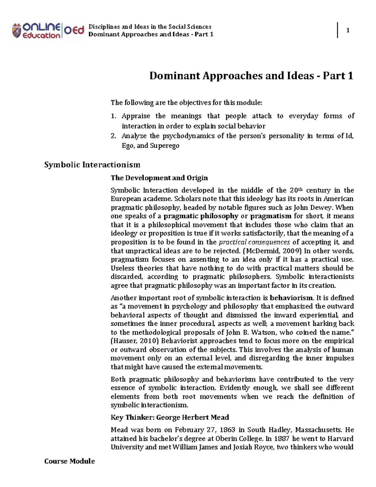 SOC 101: Week 007-008 Module on Symbolic Interactionism ...