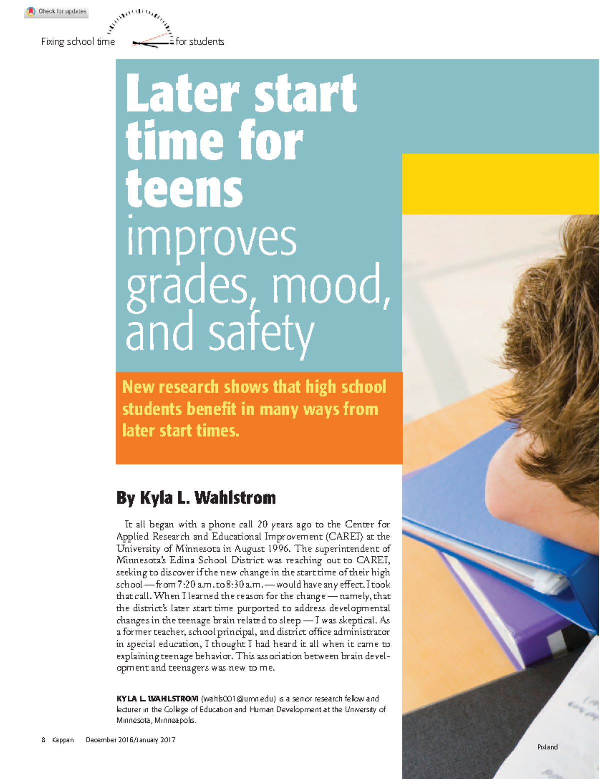 Improving Academic Performance and Well-Being: The Importance of Later ...