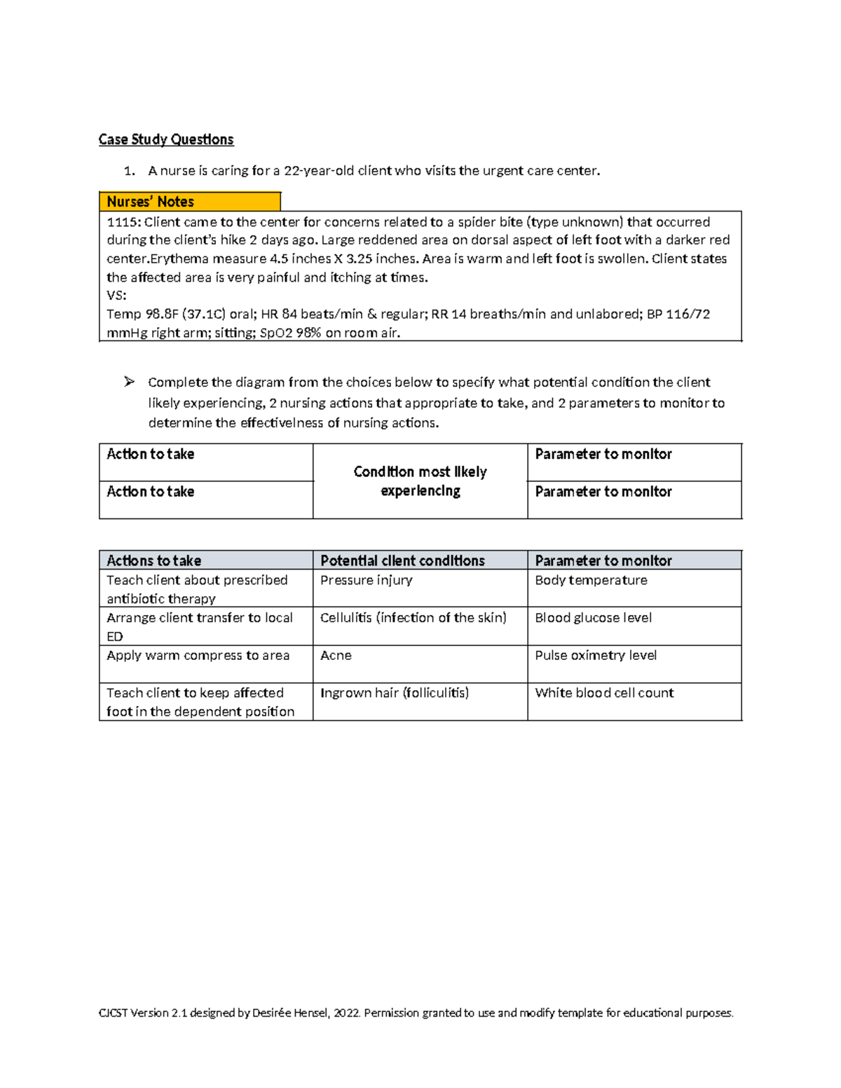 Infection NGN Case Study Questions and Nursing Actions - Studocu