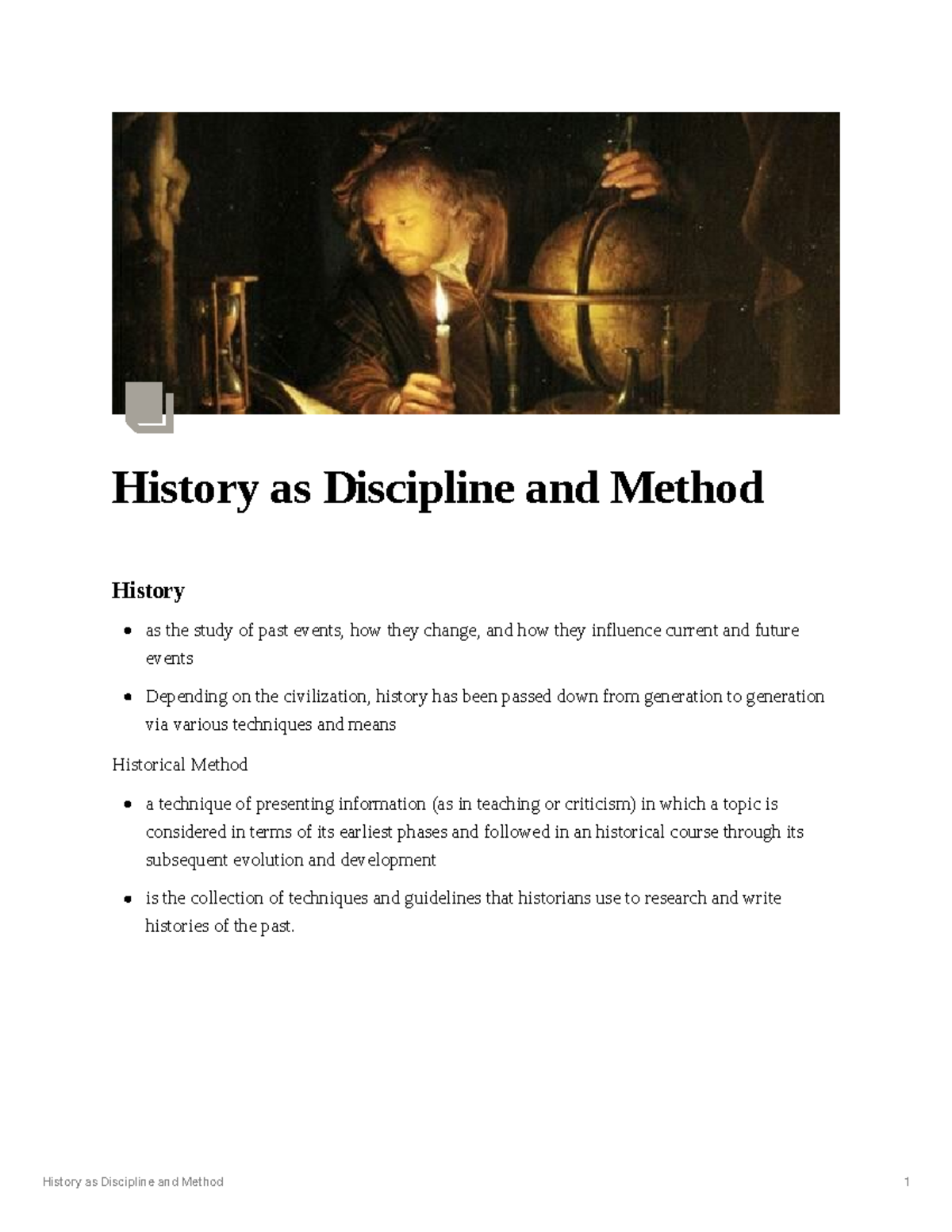 HIST 101: Understanding History as a Discipline and Method - Studocu