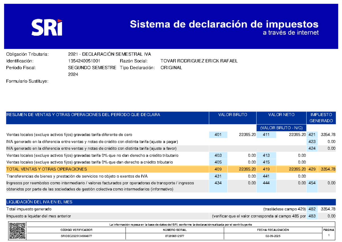 Declaración Semestral IVA 2021 - Tovar Rodríguez Erick Rafael - Studocu