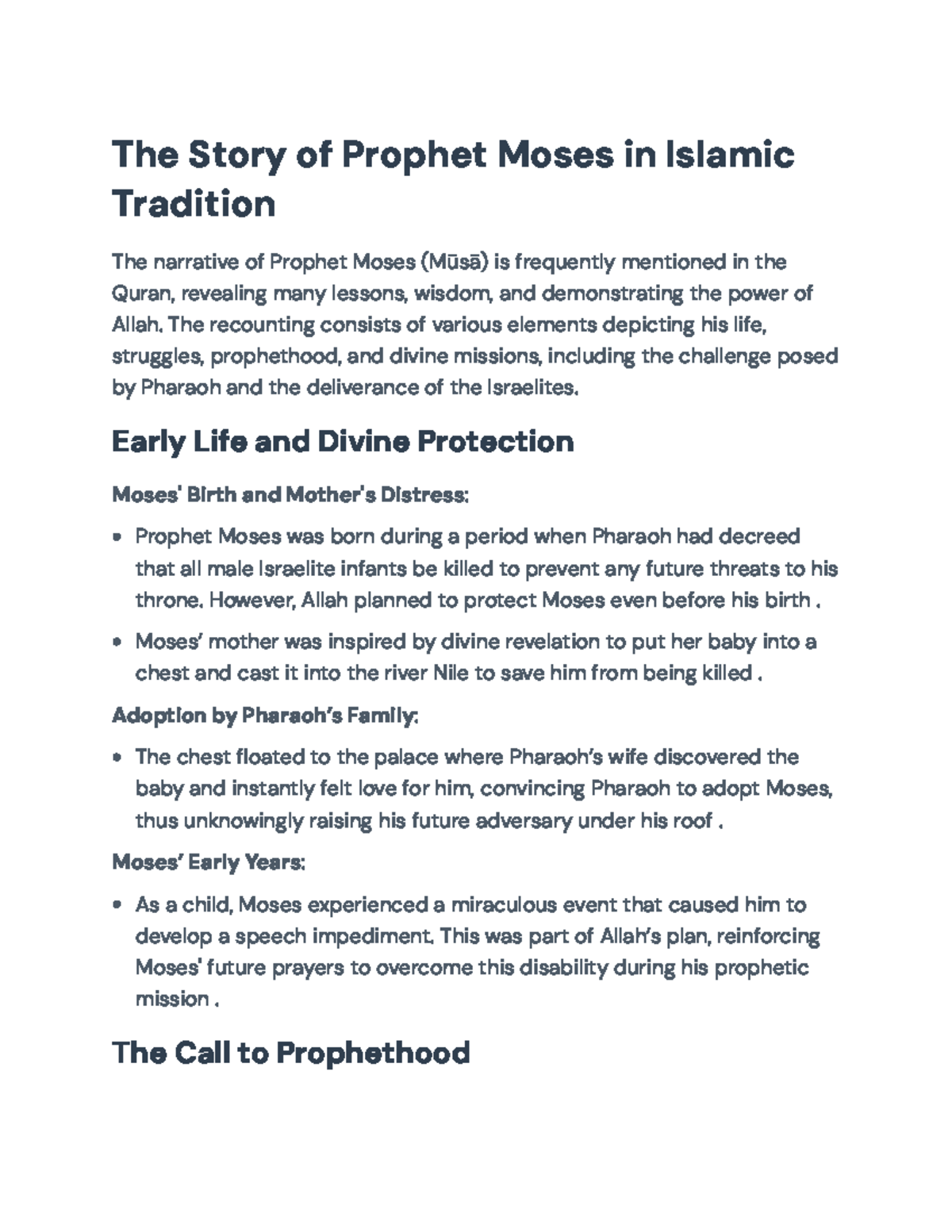 The Life and Mission of Prophet Moses: Insights from Islamic Tradition ...