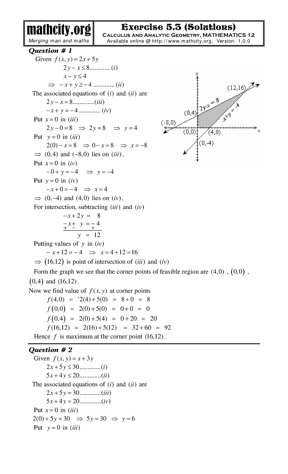 Ex 5.3 Solutions for Calculus and Analytic Geometry, MATH 12 - Studocu