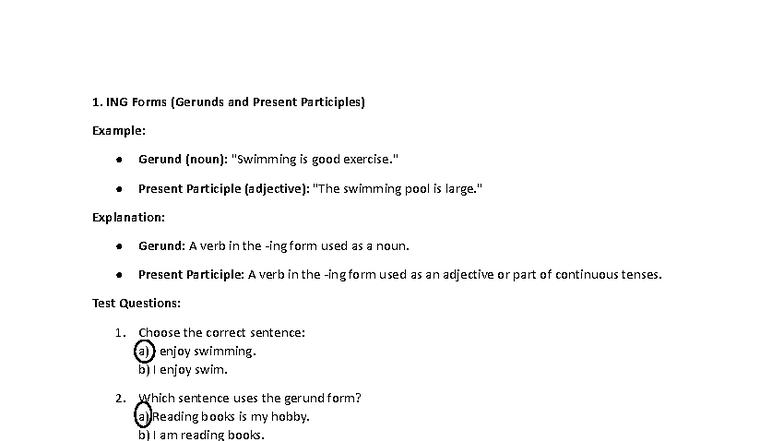 8 E Revision: Gerunds, Present Participles & More (PP1 QP) - Studocu
