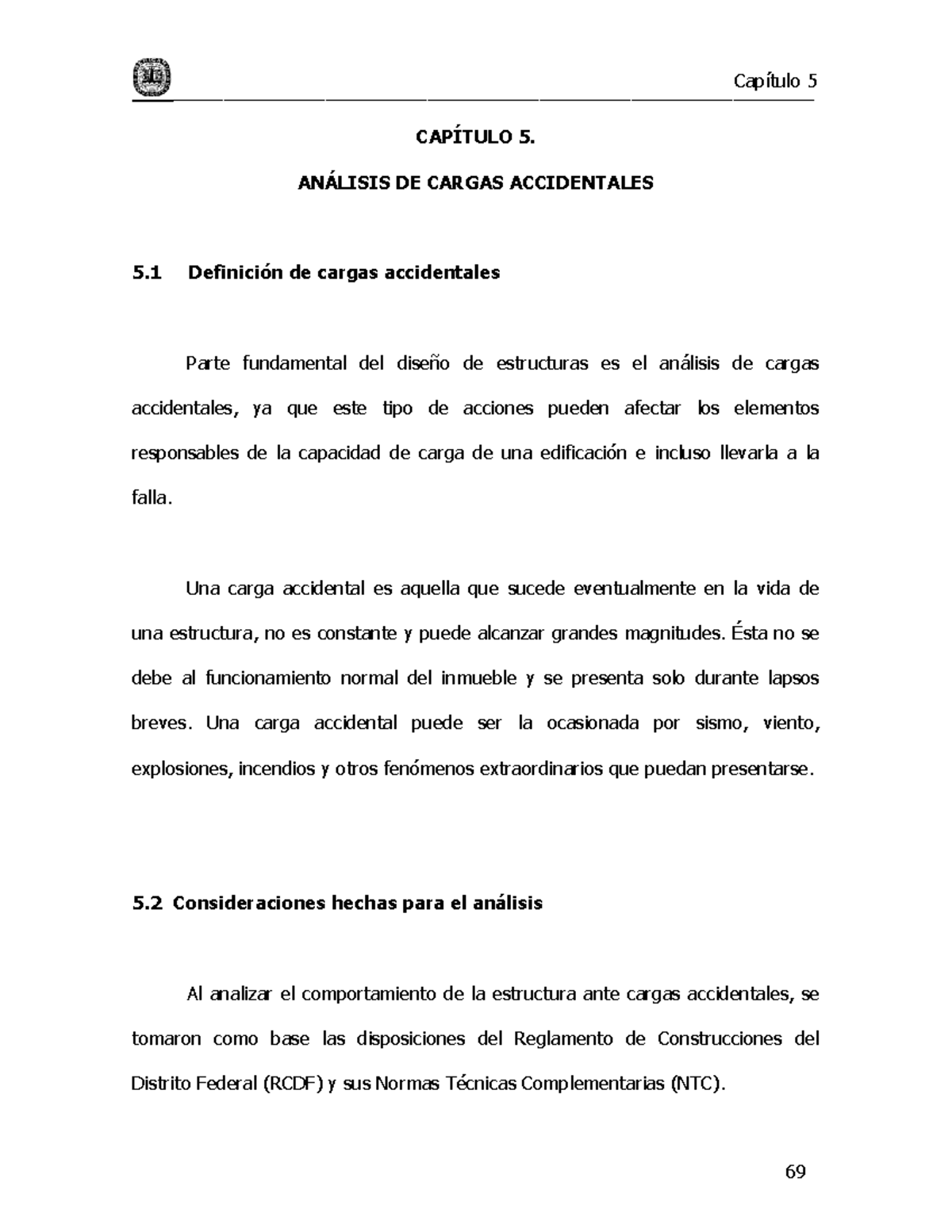 Capítulo 5 - Análisis de Cargas Accidentales en Estructuras (RCDF ...