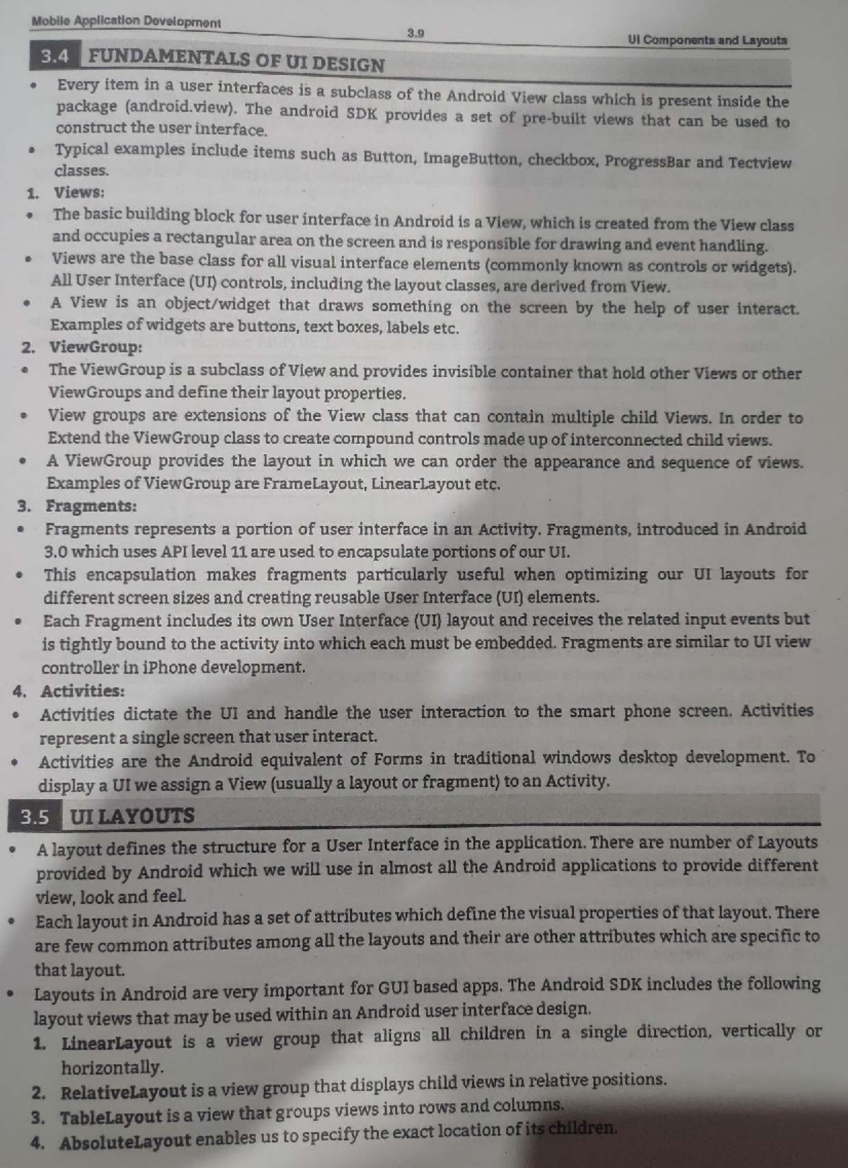 Mobile Application Development 3.9: UI Components & Layouts Overview ...