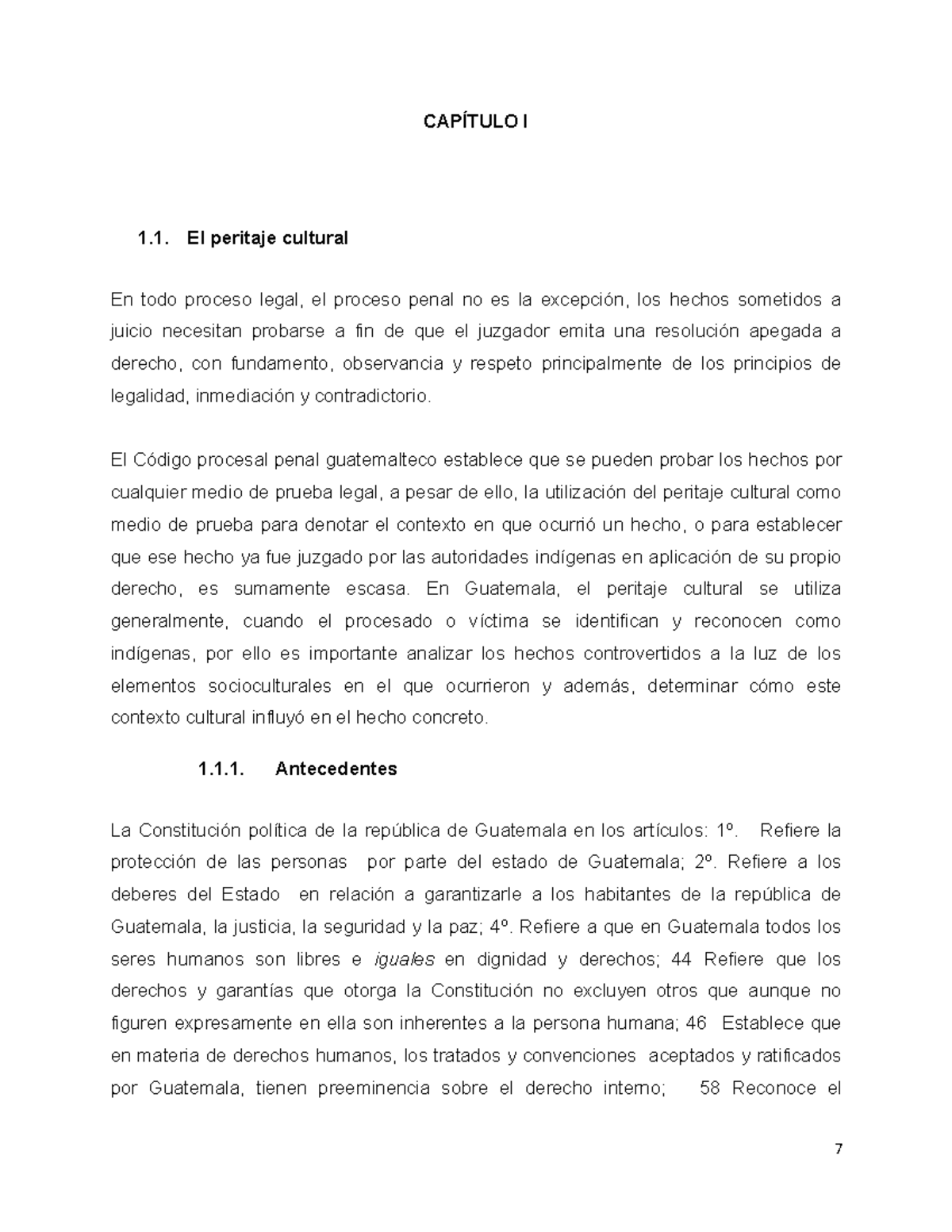 CAPÍTULO I: El Peritaje Cultural en el Proceso Penal Guatemalteco - Studocu