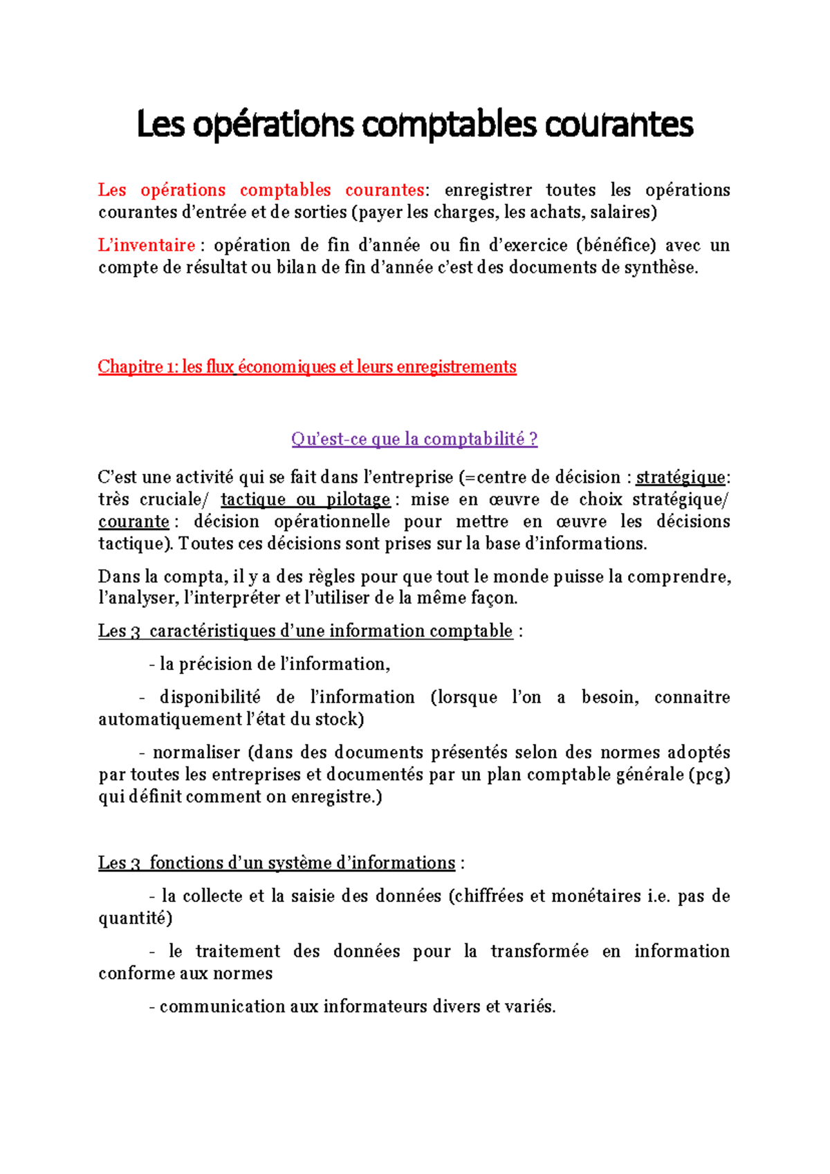 Opérations Comptables Courantes : Concepts et Enregistrements ...