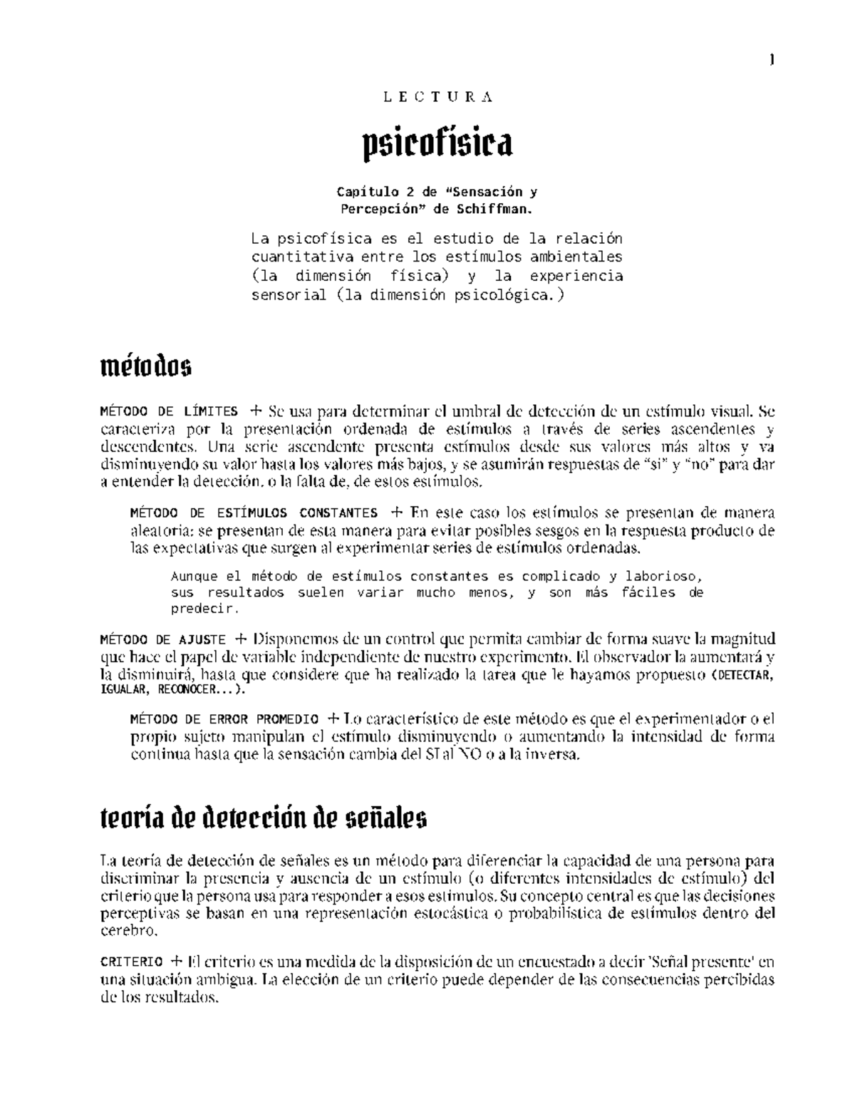 Capítulo 2: Psicofísica en Sensación y Percepción - Schiffman - Studocu