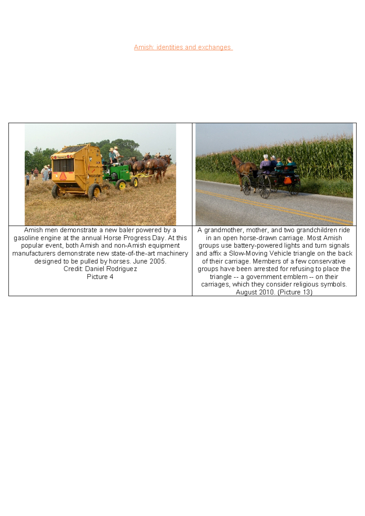 Amish - Identity and exchanges - Amish: identities and exchanges Amish ...