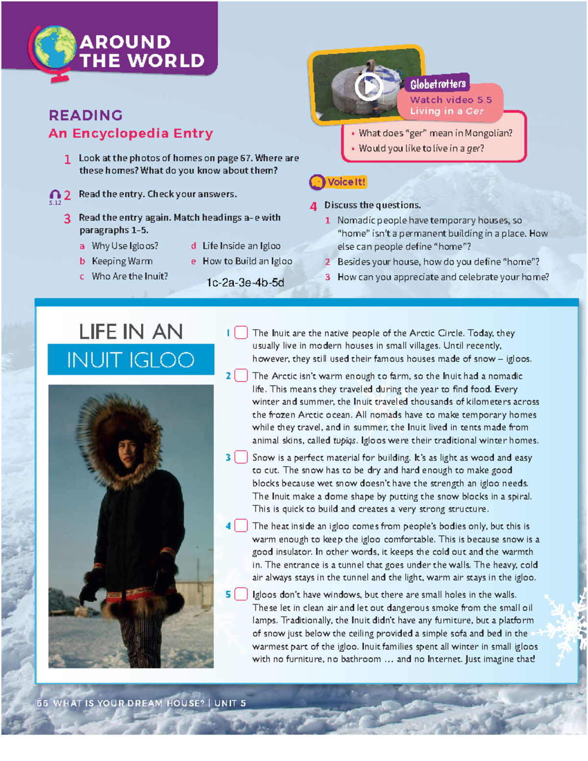 Igloo Reading: Life in a Ger and Inuit Igloos - Unit 5 Insights - Studocu