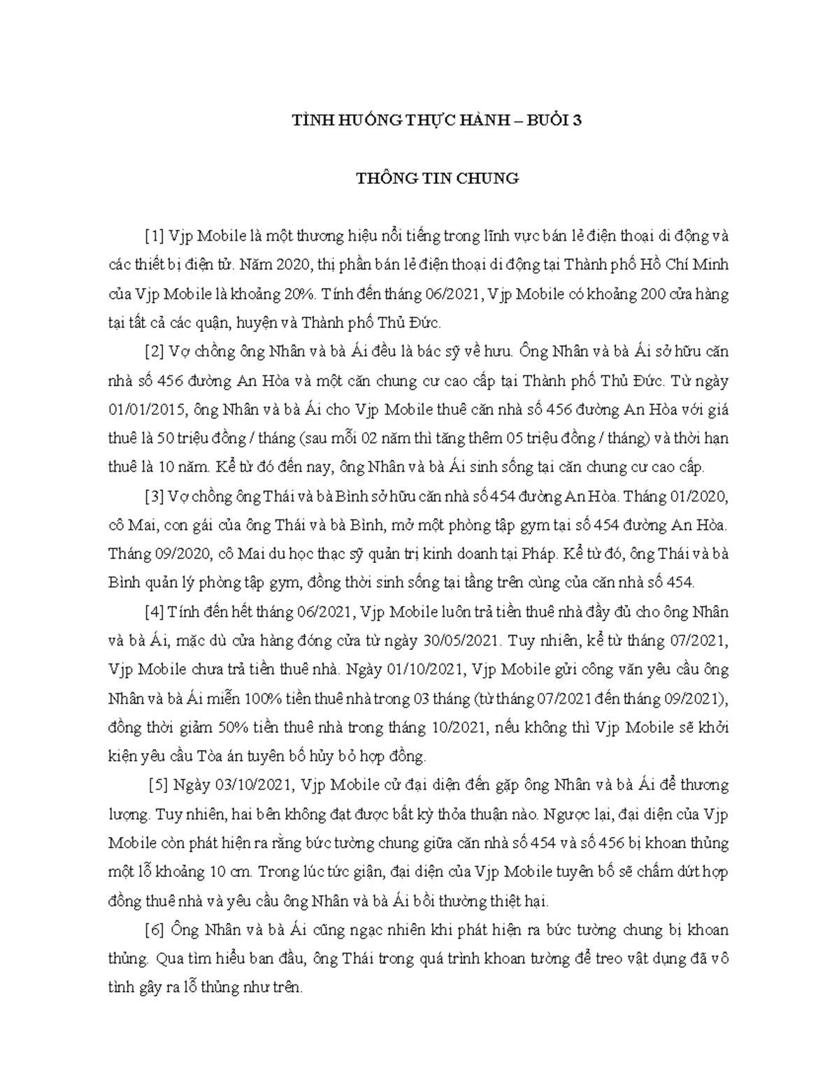 THTH BUỔI 3 - Tình Huống Thực Hành và Thông Tin Chung - Studocu