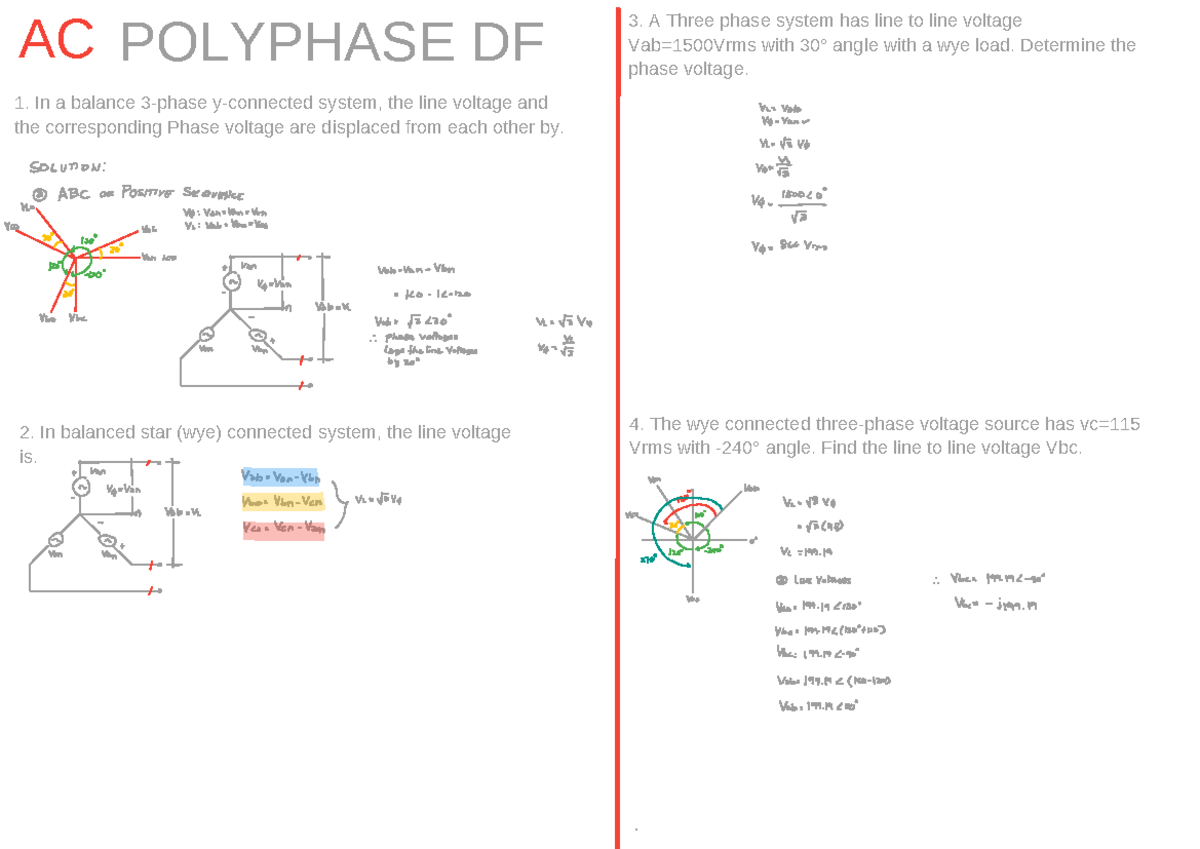 AC ELECTRIC POWER: POLYPHASE QUESTION BANK (CIRCUIT ANALYSIS) - Studocu