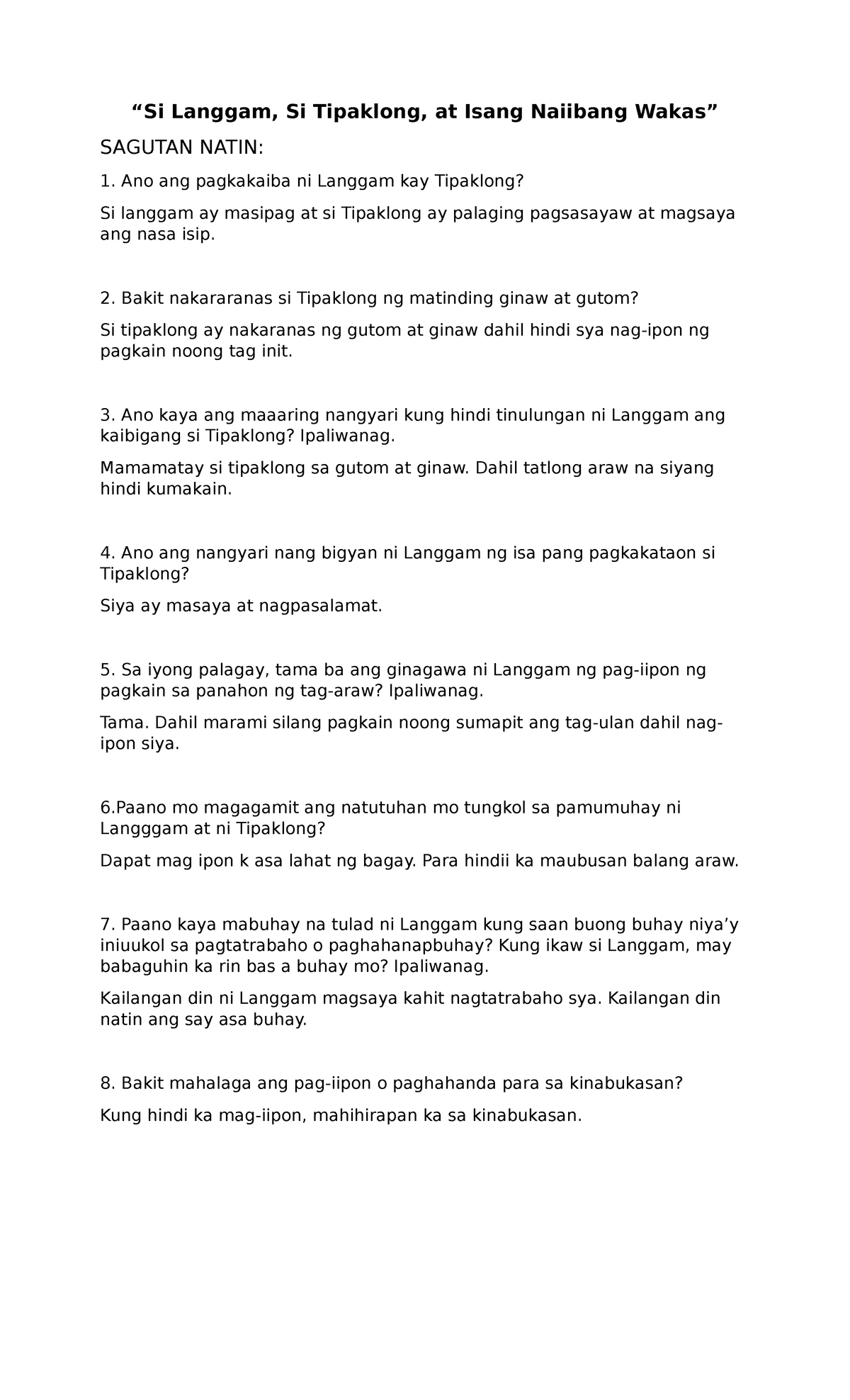 Si Langgam at Si Tipaklong 1 - “Si Langgam, Si Tipaklong, at Isang ...