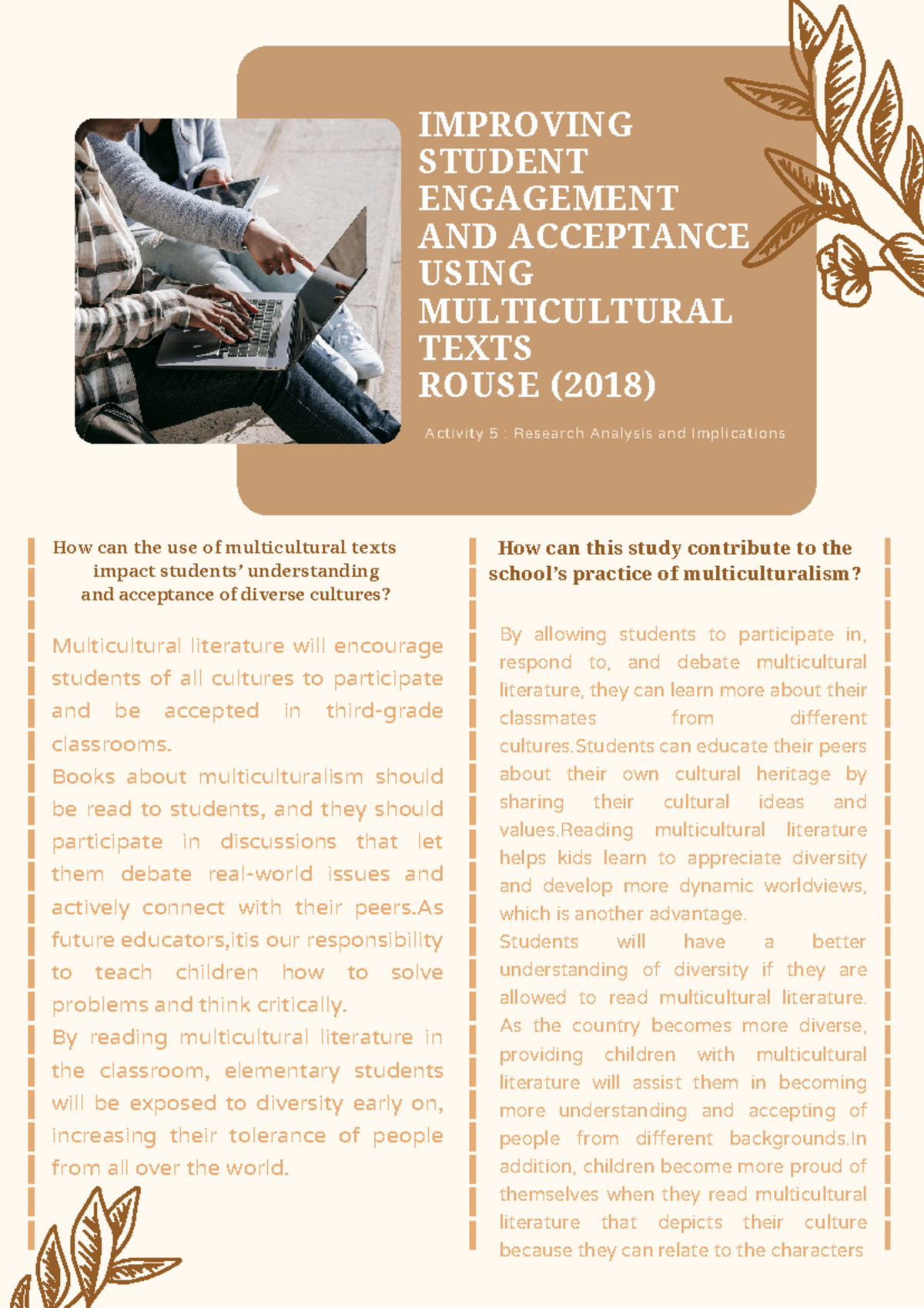 Activity 5 Research Analysis and Implication﻿s - IMPROVING STUDENT ...