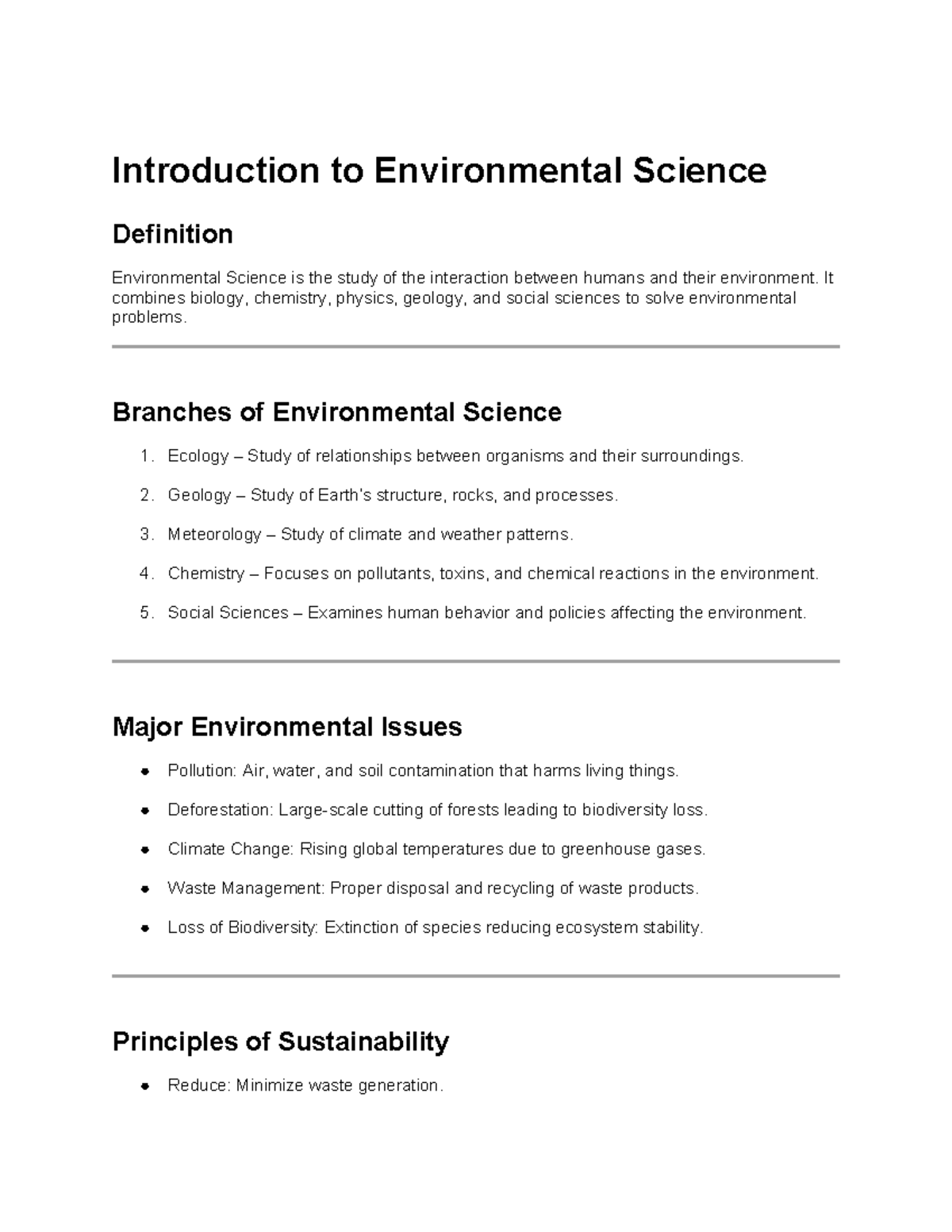 ENV 101: Intro to Environmental Science Overview and Key Issues - Studocu