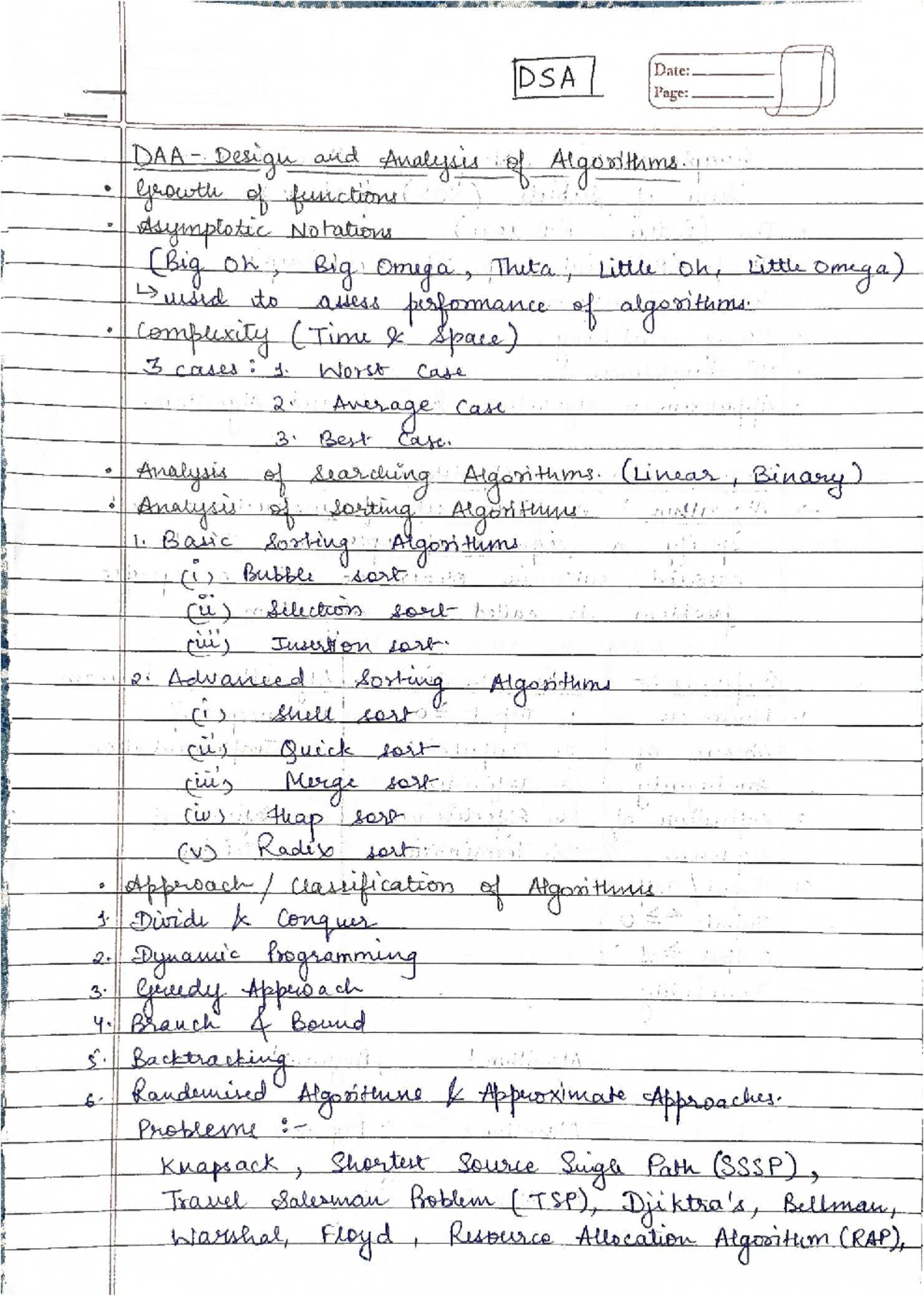 DSA Notes: Design & Analysis of Algorithms Overview - Studocu