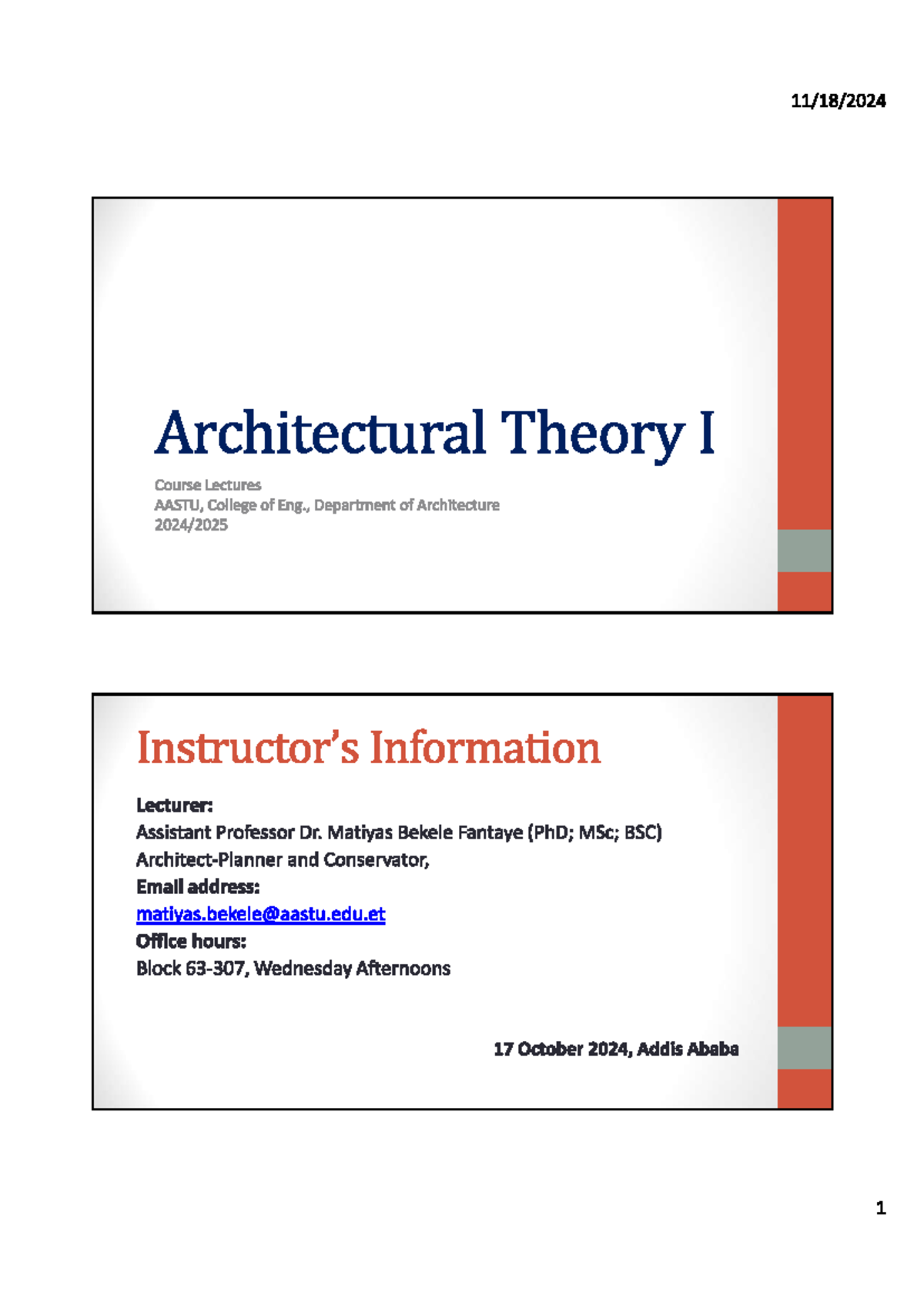 Architectural Theory I Mid Exam Lecture Notes (AASTU) - Studocu
