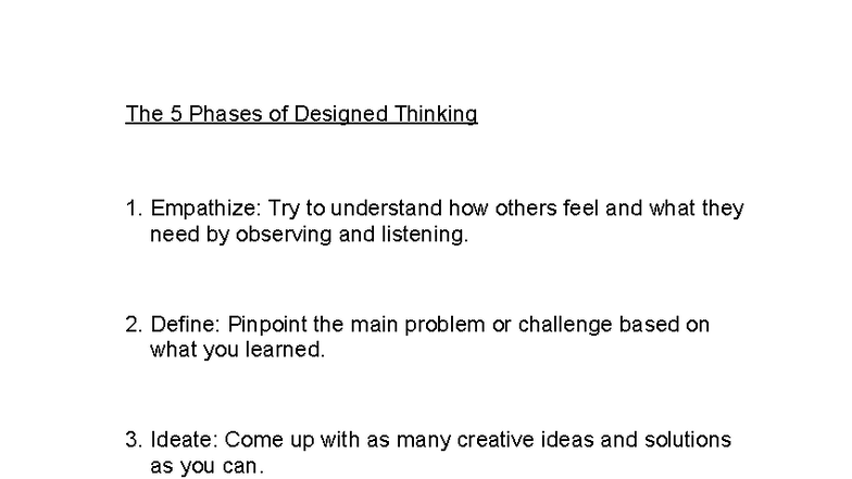 CH. 2 The 5 Phases of Designed Thinking - COMM 320 - The 5 Phases of ...