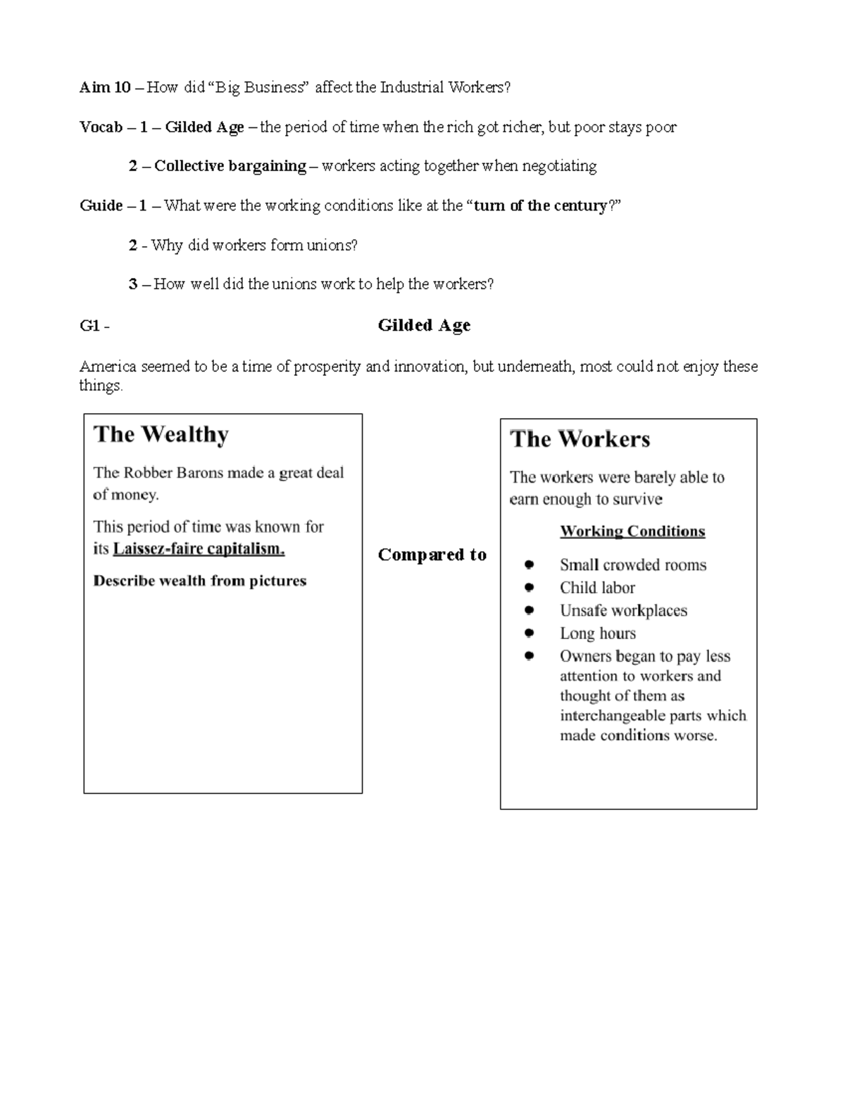 Aim 10 - Aim 10 - Aim 10 – How did “Big Business” affect the Industrial ...